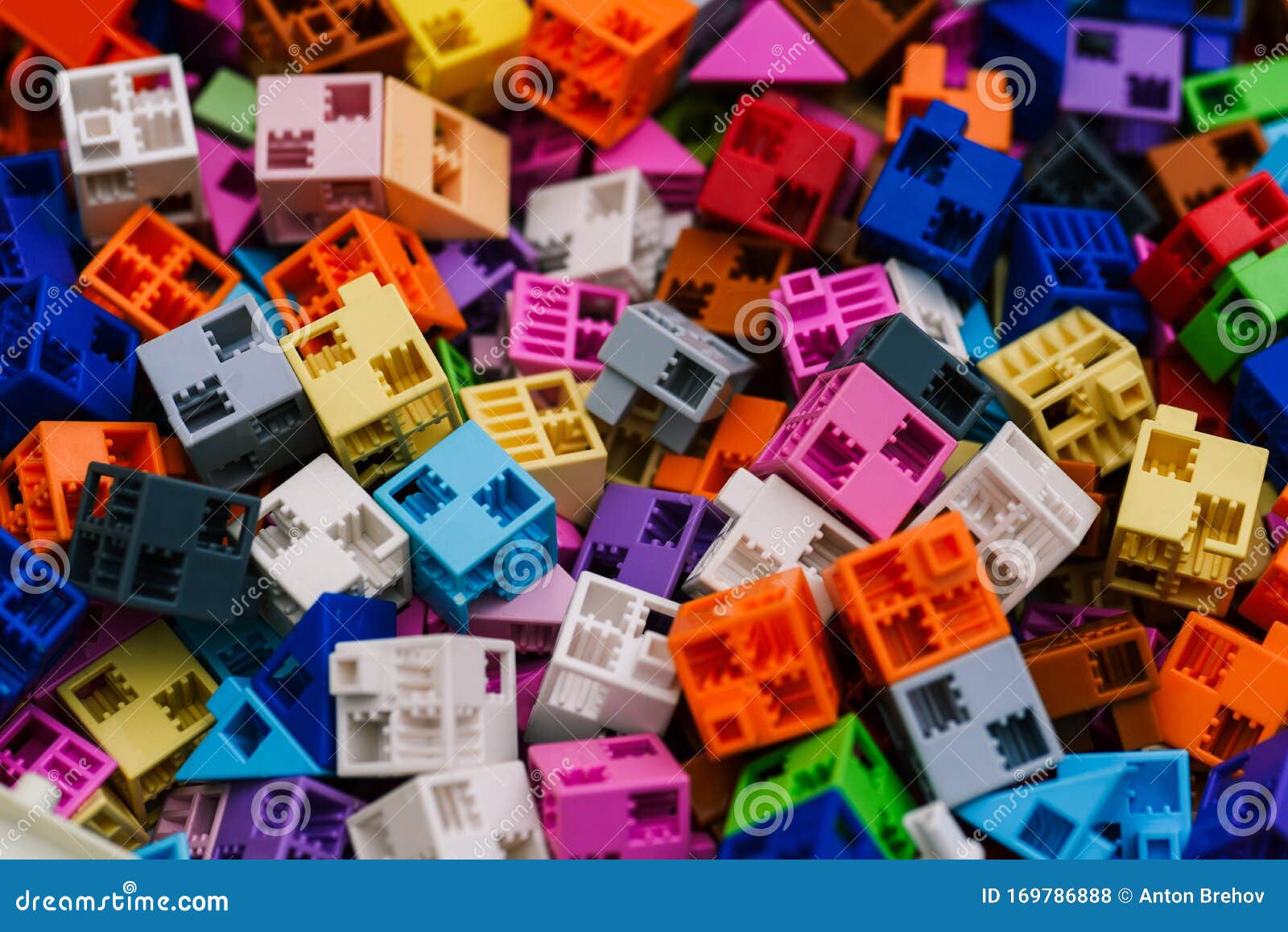 Square Constructor Details. Colored Designer Toys on the Table Stock ...