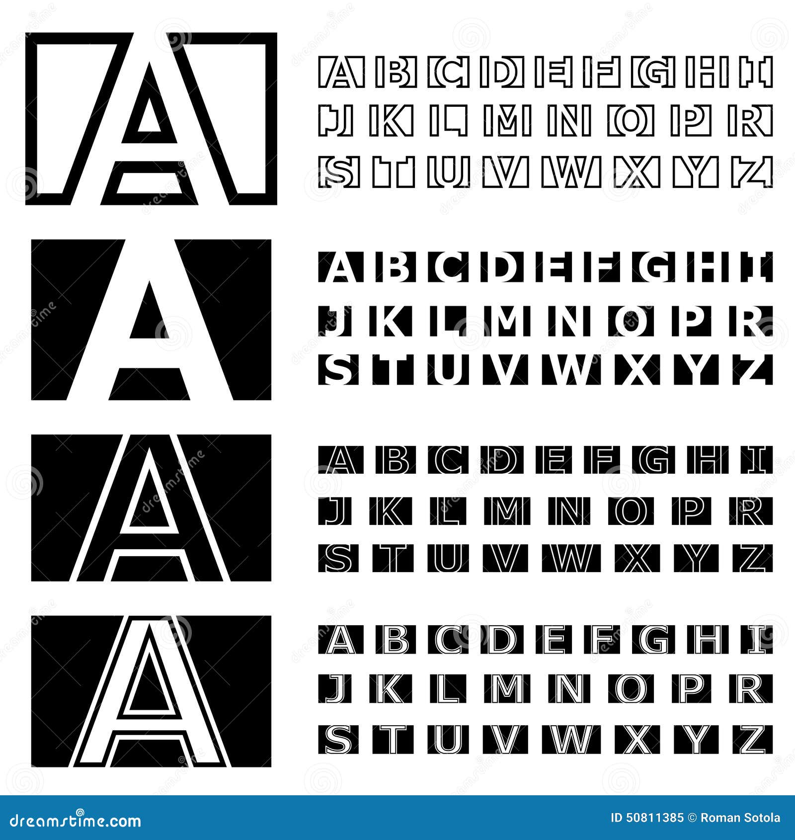 Square Contour Font Alphabets Stock Vector - Illustration of simple ...