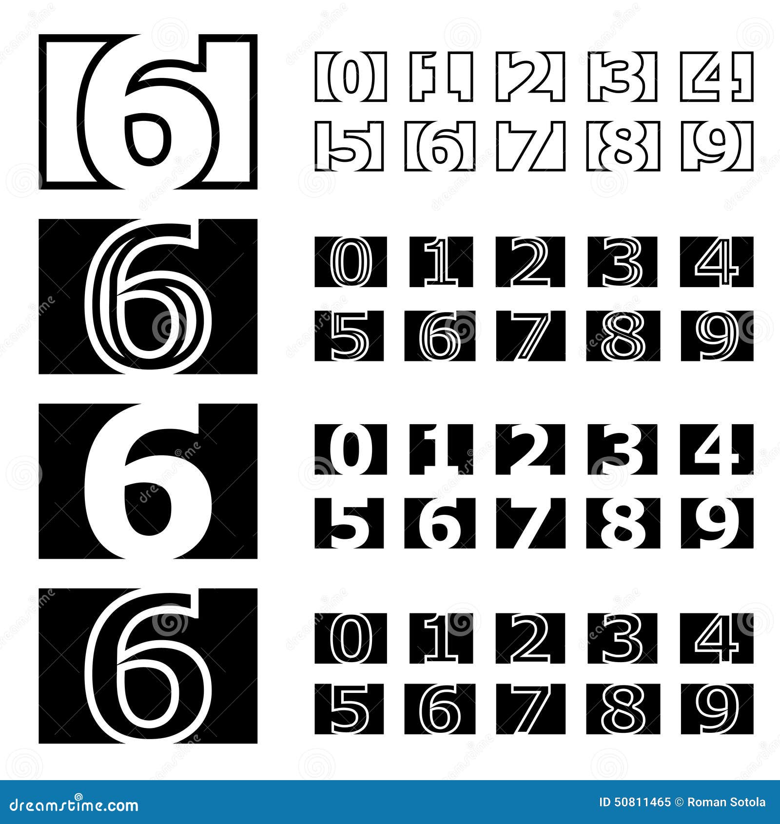 Square Contour Numbers Font Stock Vector - Illustration of counter ...