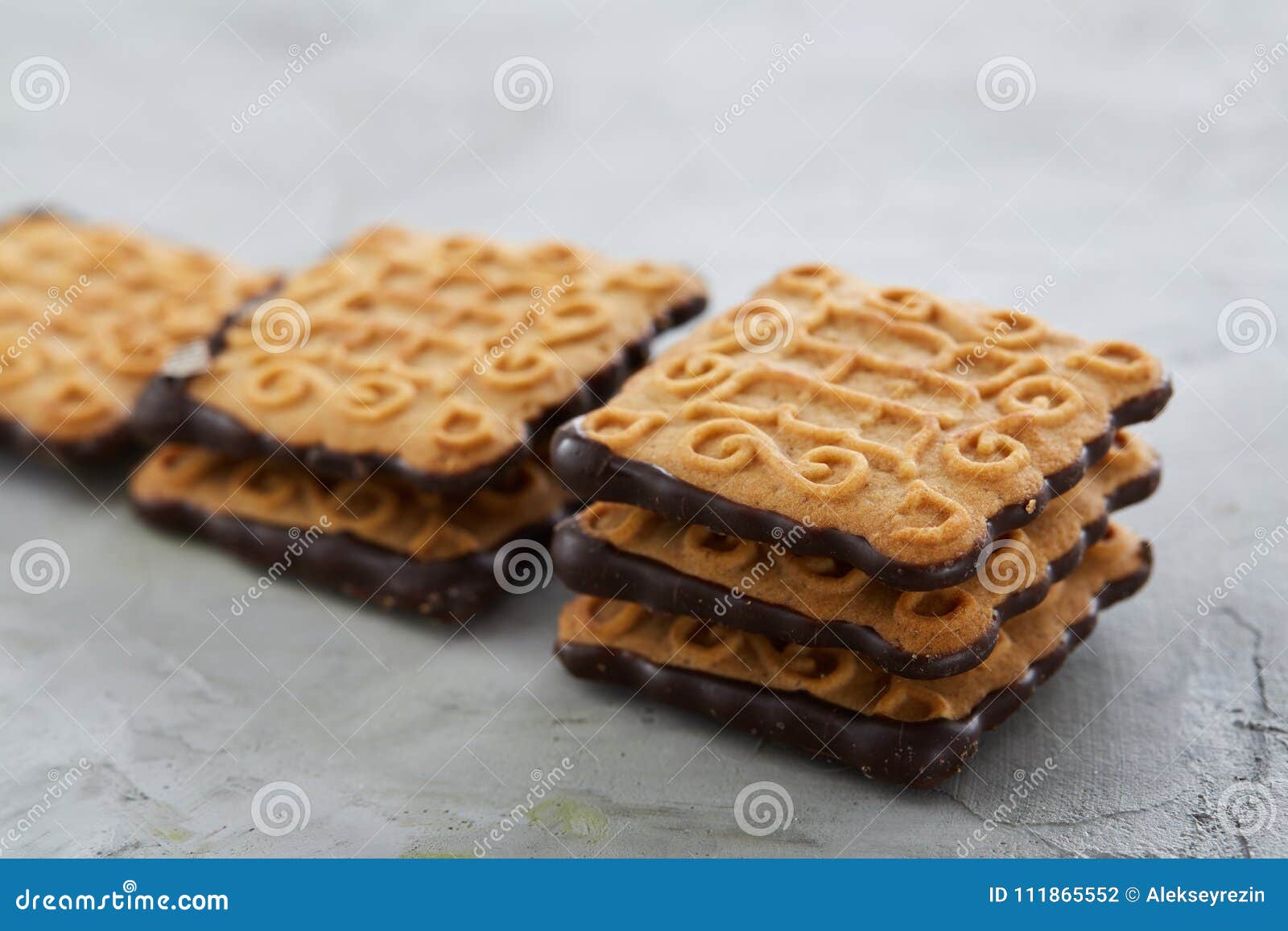 Square Biscuits Arranged in Pattern on Light Textured Background, Close ...