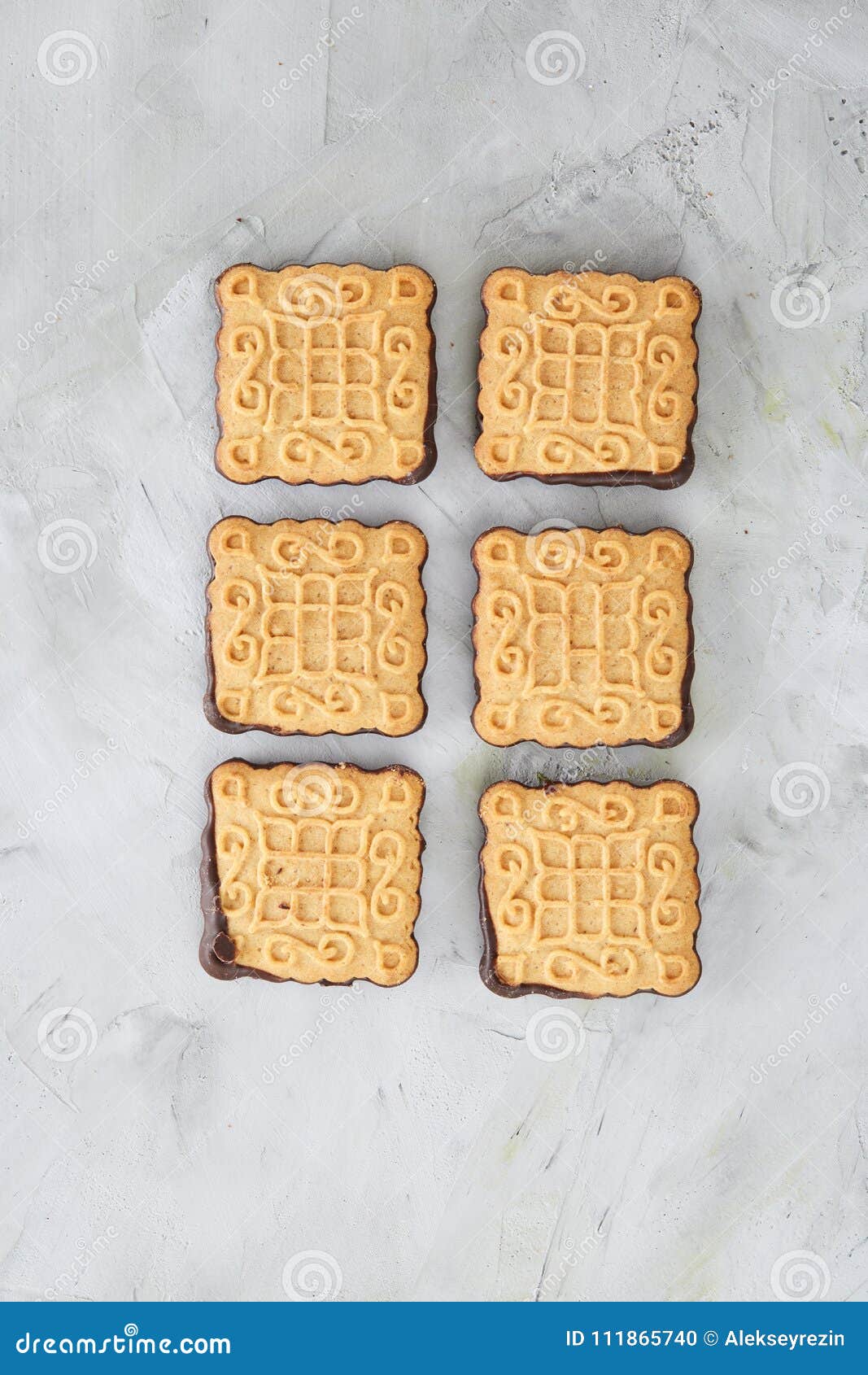 Square Biscuits Arranged in Pattern on Light Textured Background, Close ...