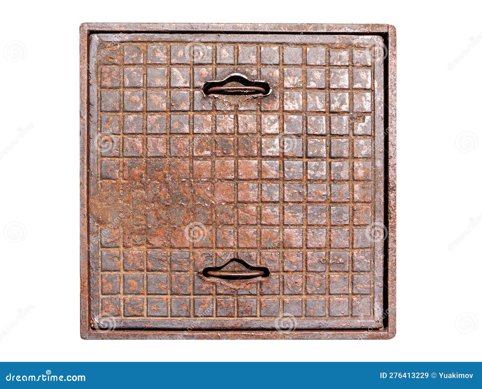 Square Corroded Iron Manhole Cover Top View Isolated Stock Image ...