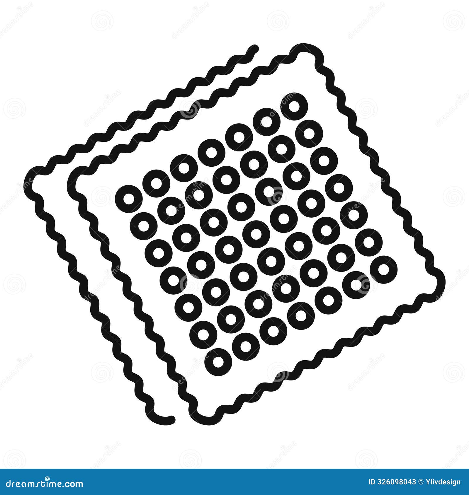 Square Cracker with Holes Lying on Top of Another One Line Icon Stock ...