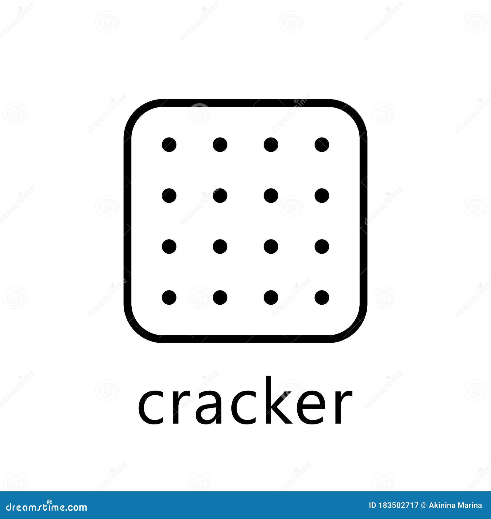 Square Cracker Icon. Linear Logo of Biscuit with Hole Pattern, Snack ...