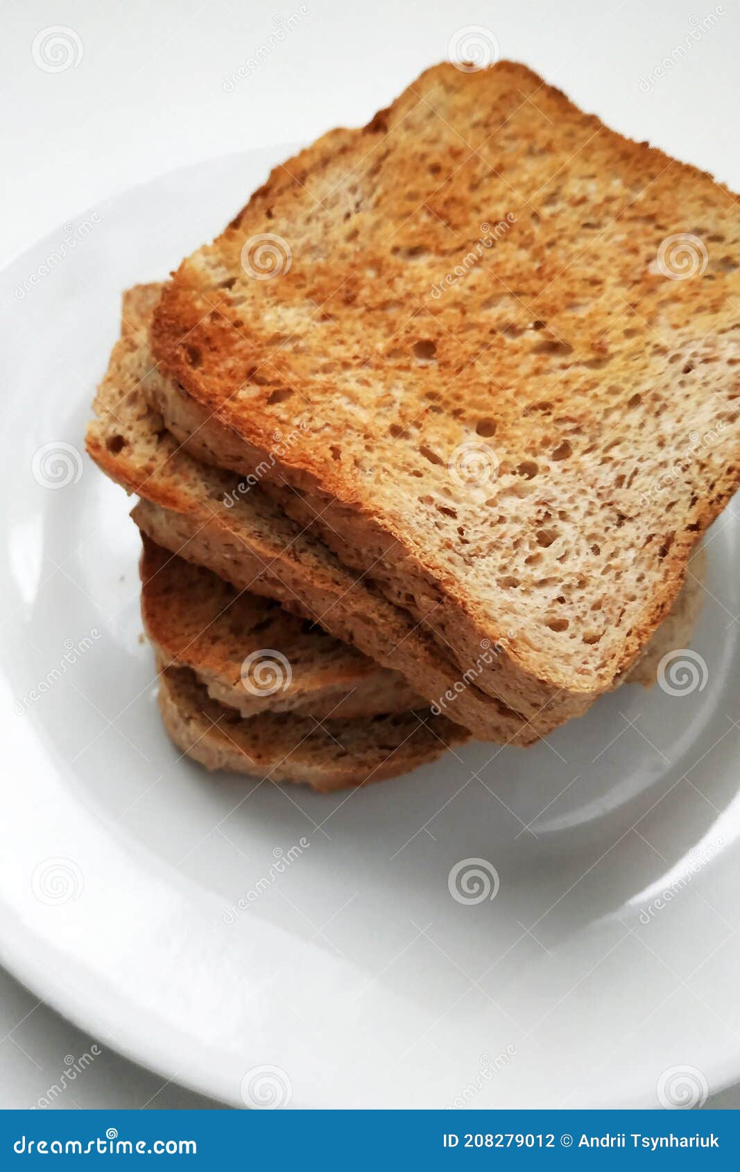Square Crispy and Fragrant Toast on a White Plate, Toast for Breakfast ...