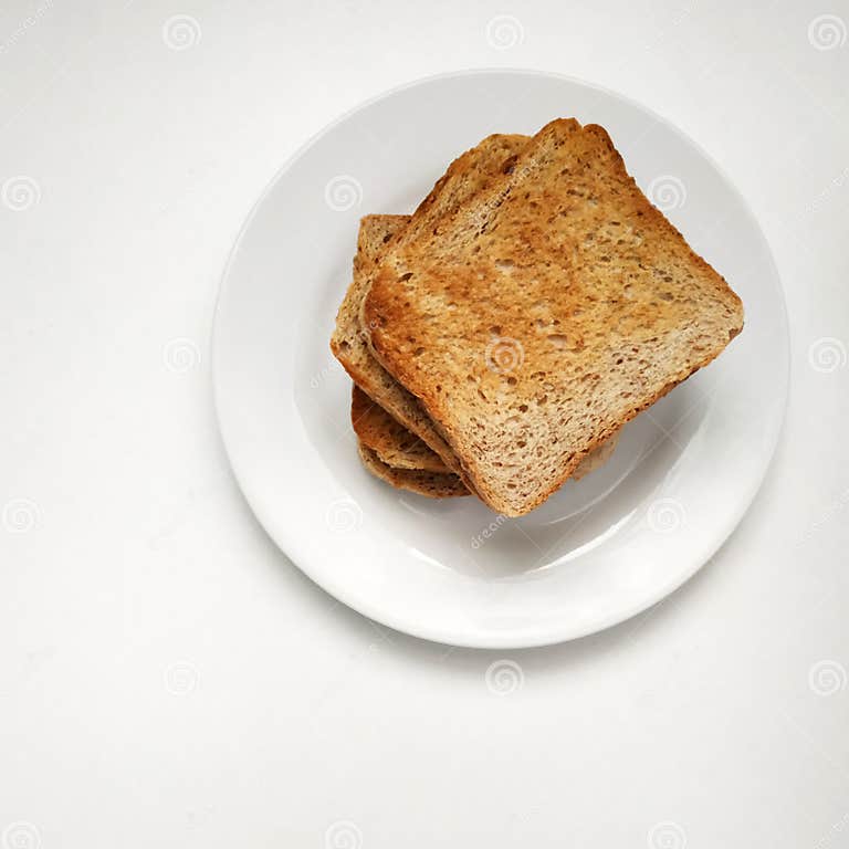 Square Crispy and Fragrant Toast on a White Plate, Toast for Breakfast ...