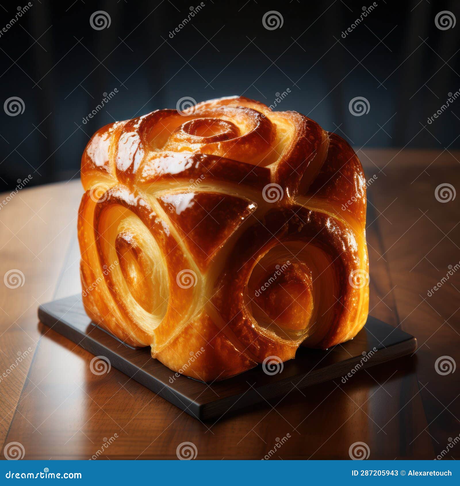 Square Croissant on a Black Stand Stock Image - Image of holiday, pour ...
