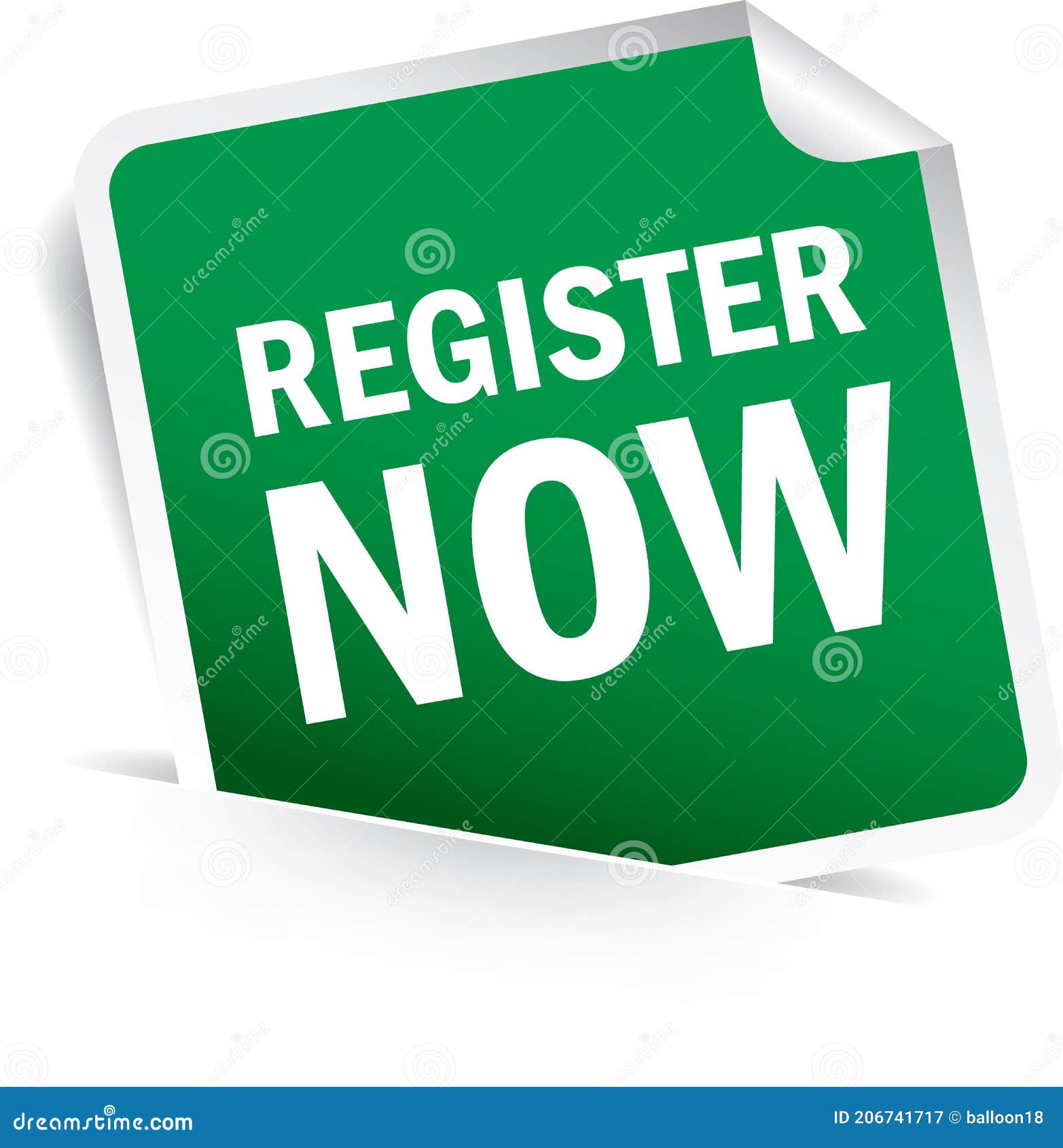 Register Now sticker stock vector. Illustration of icon - 206741717