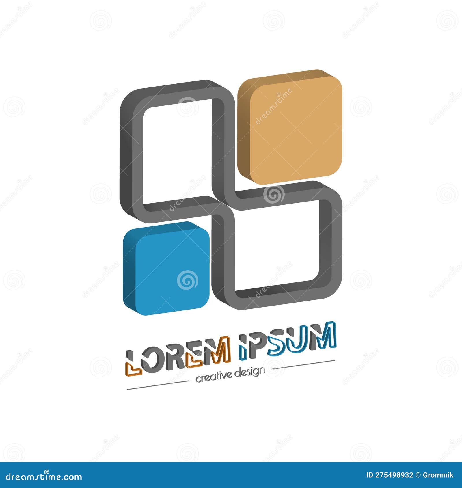 Square 3d Template for Logo Design, Website or Application Stock Vector ...