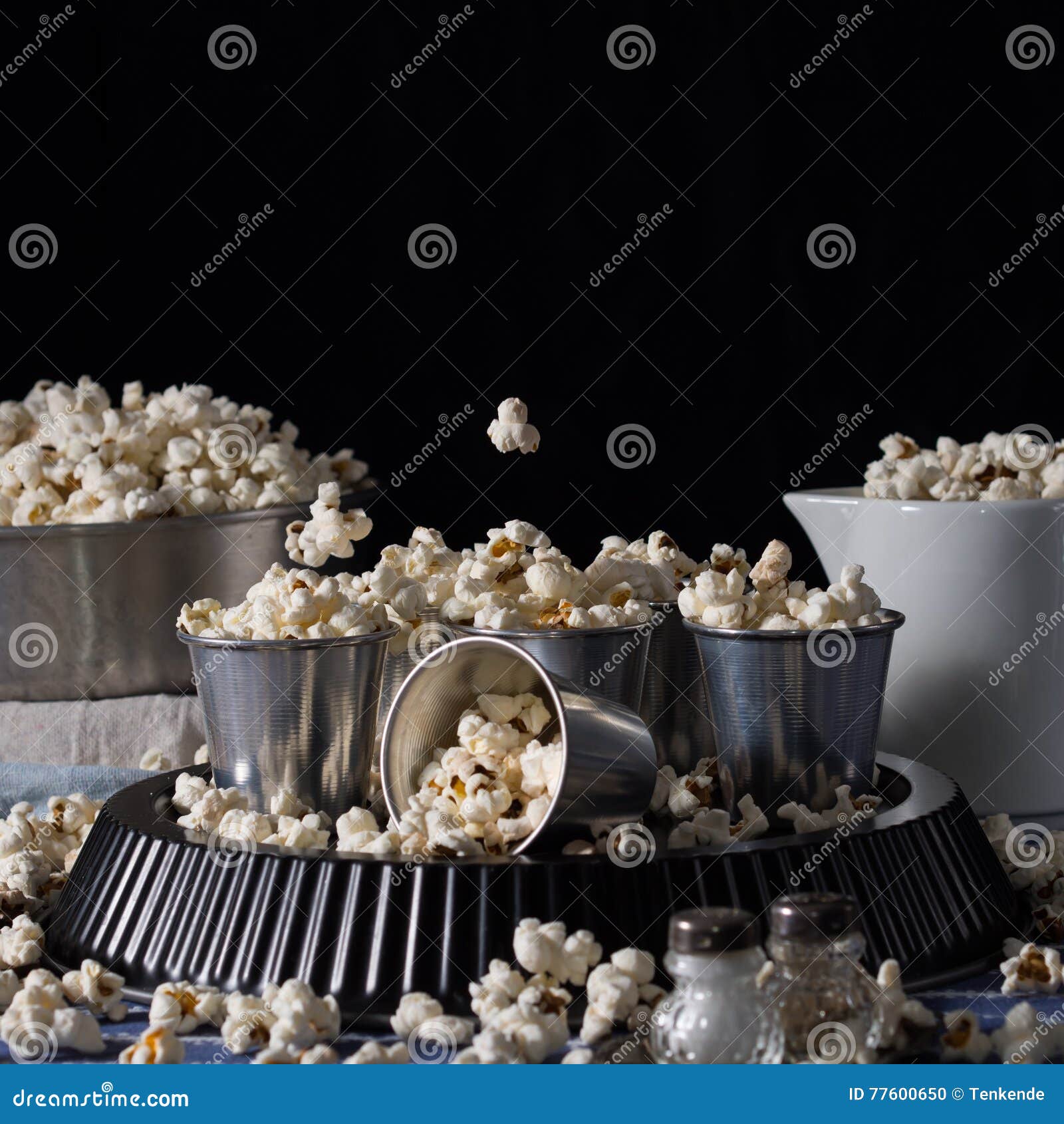 Square Dark Still Life with Popcorn Stock Photo - Image of rustic ...