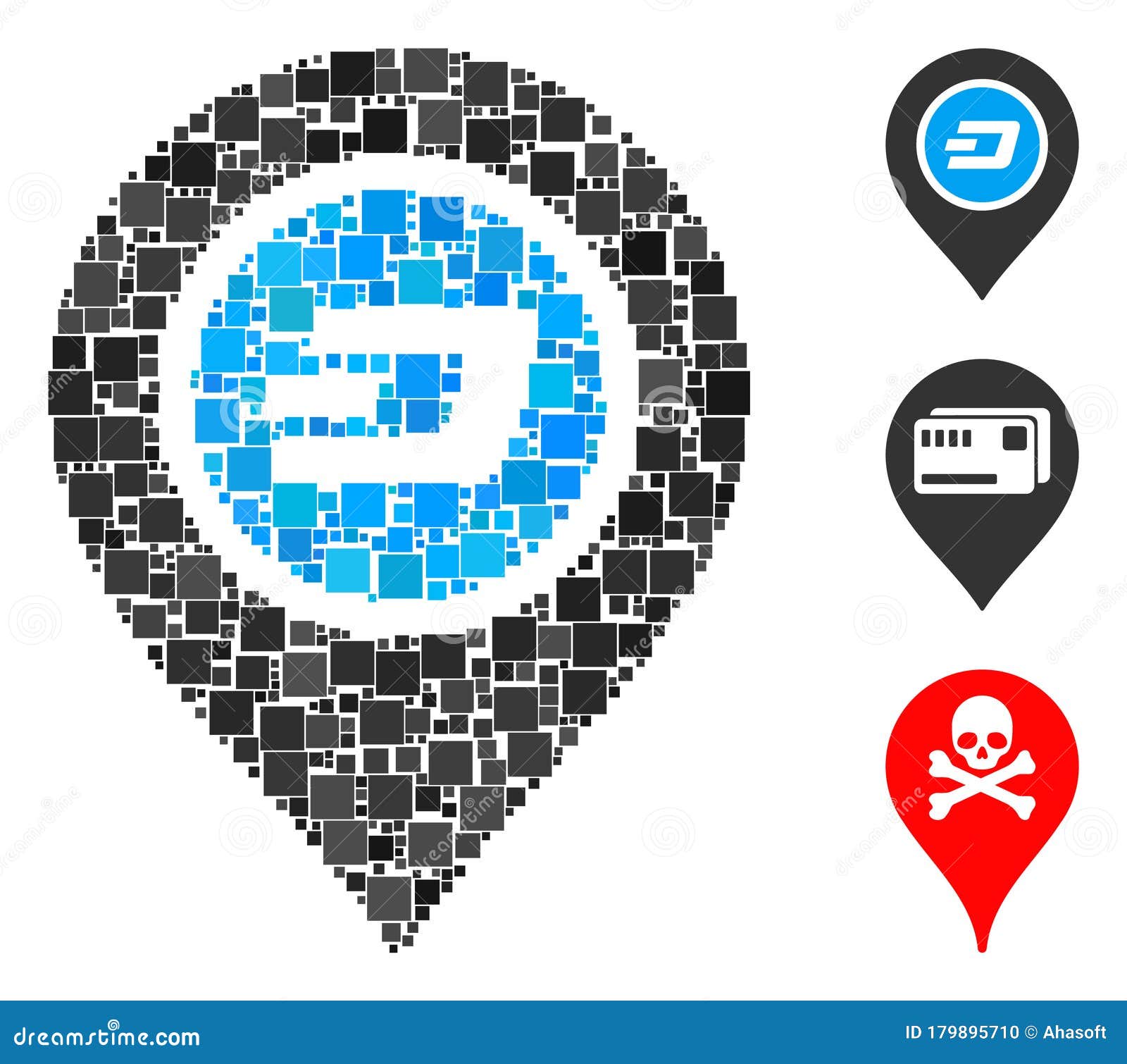 Square Dash Map Pointer Icon Vector Collage Stock Illustration ...
