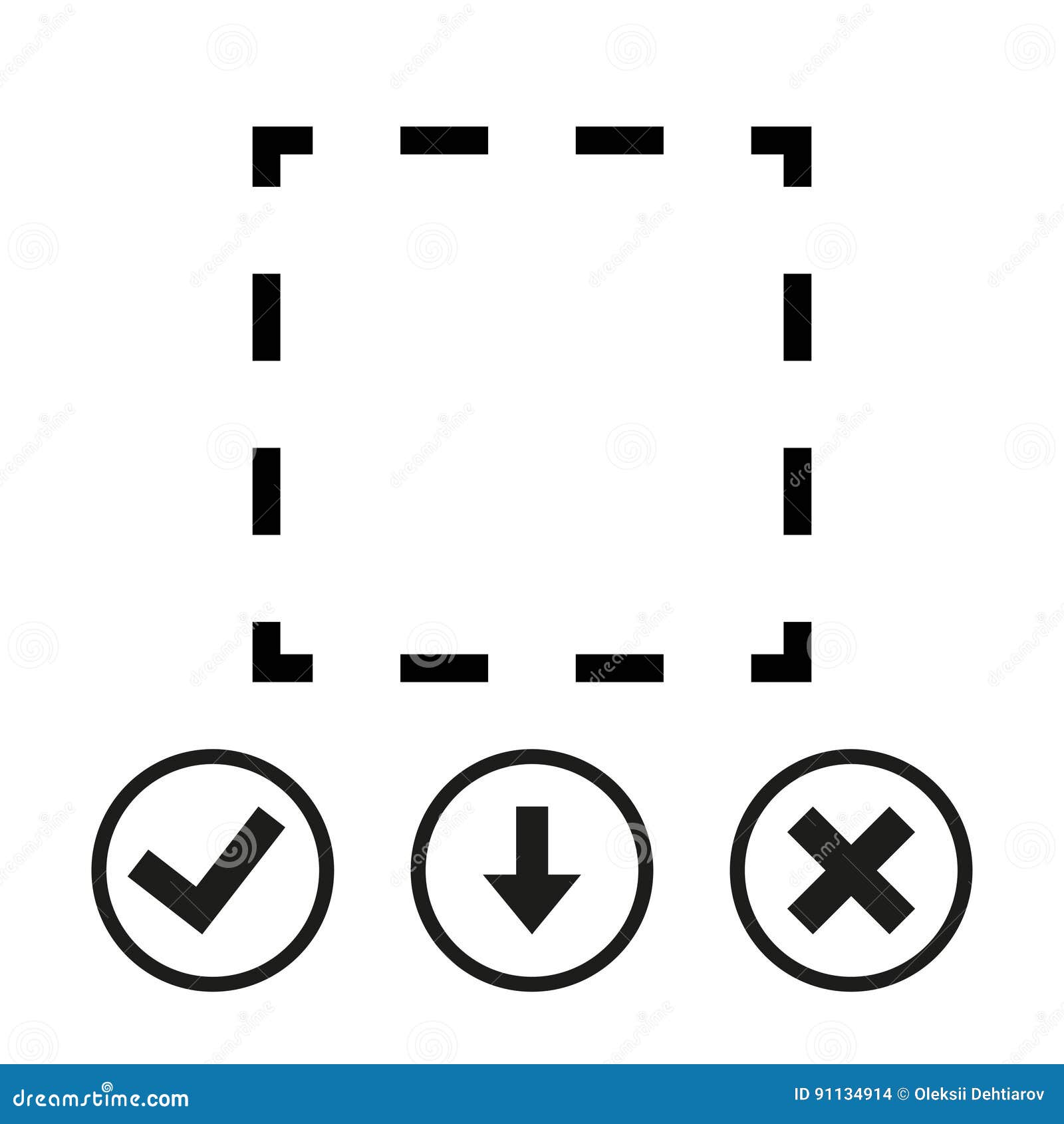 Square Dashed Line Icon Stock Vector Illustration Flat Design Stock ...
