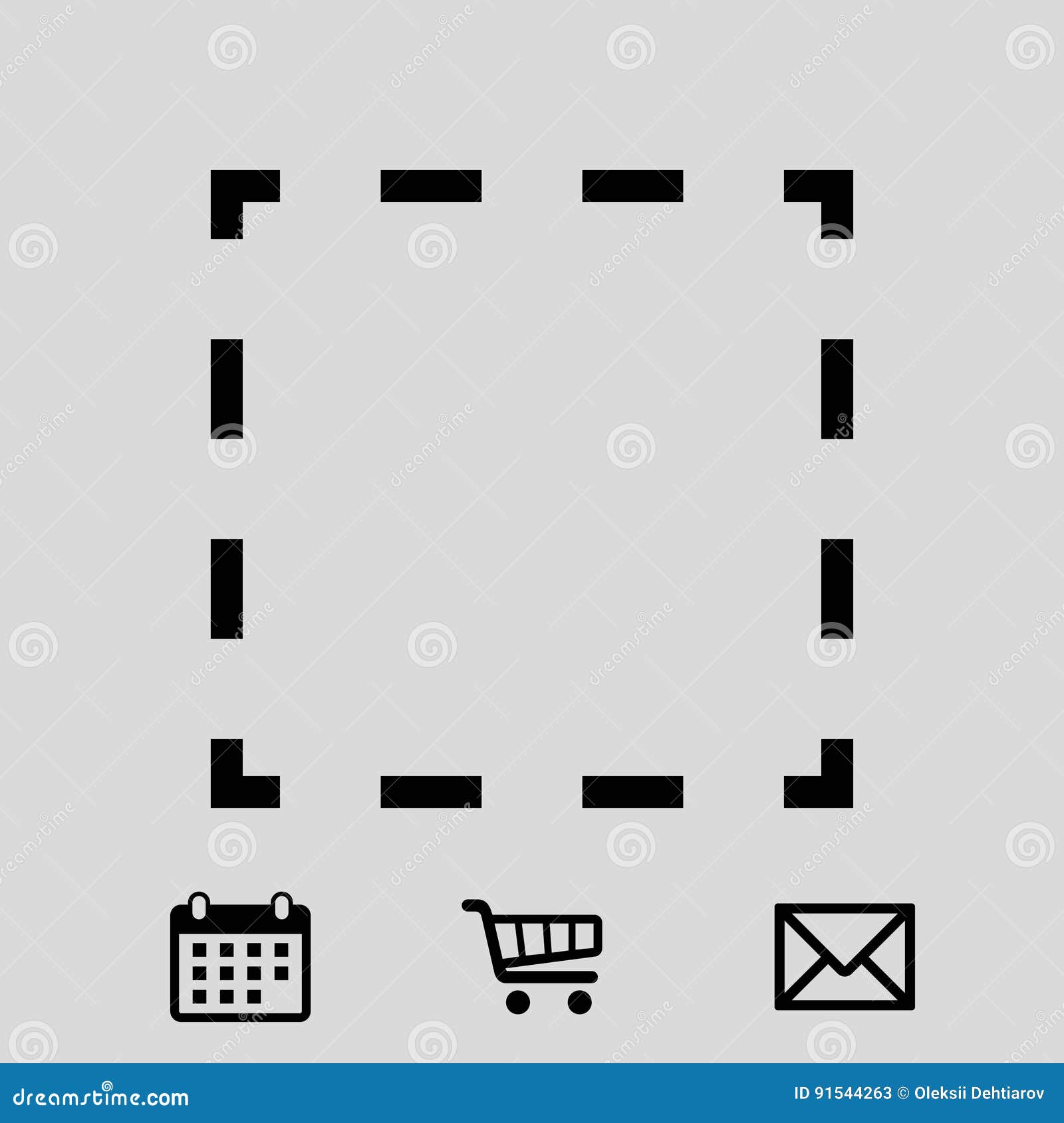 Square Dashed Line Icon Stock Vector Illustration Flat Design Stock ...