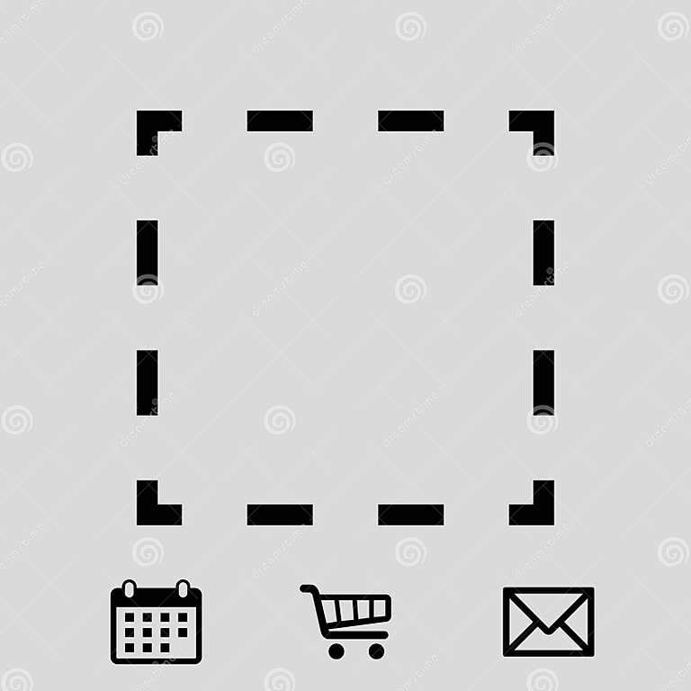 Square Dashed Line Icon Stock Vector Illustration Flat Design Stock ...