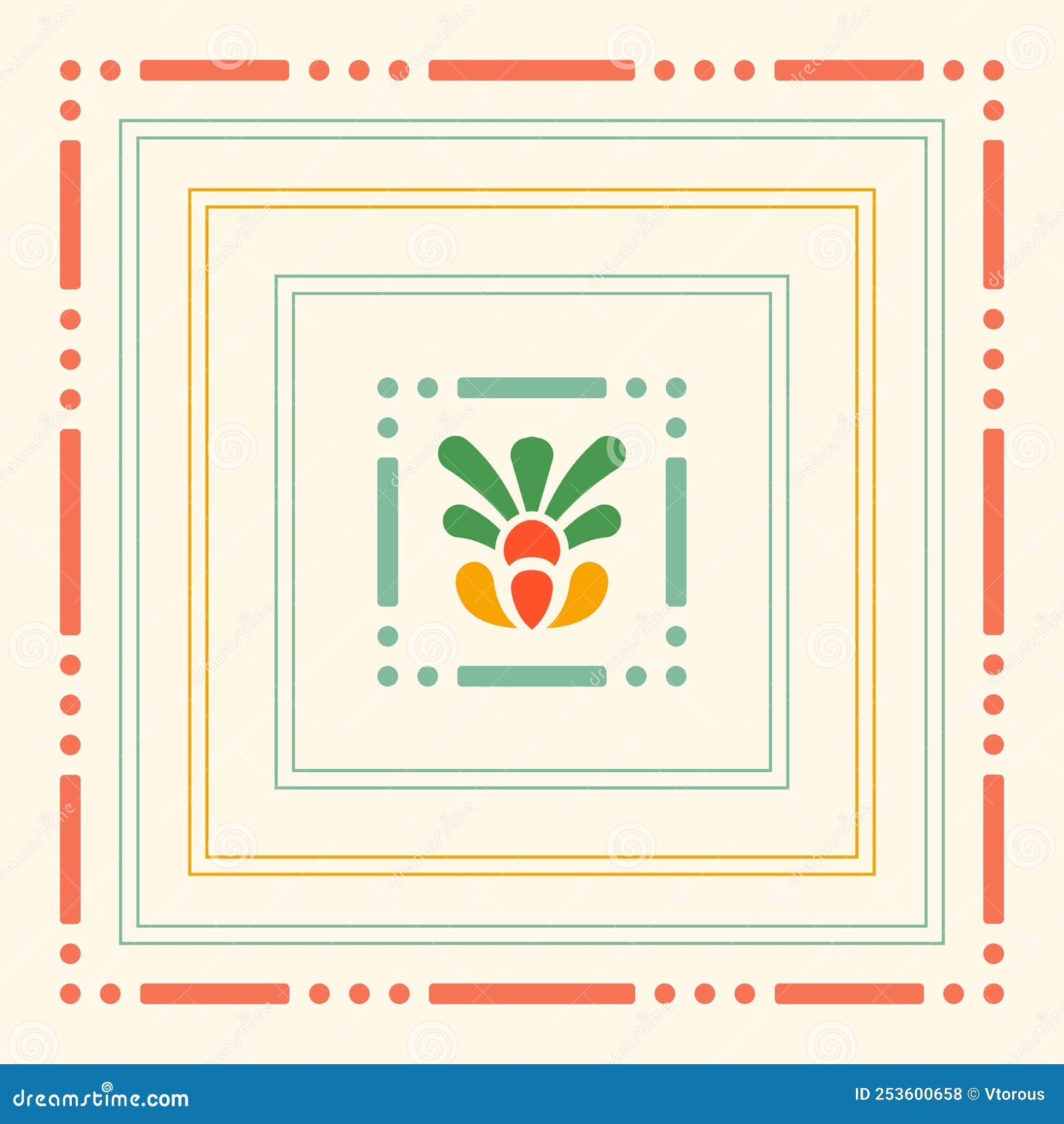 Square decorative frame stock vector. Illustration of floral - 253600658