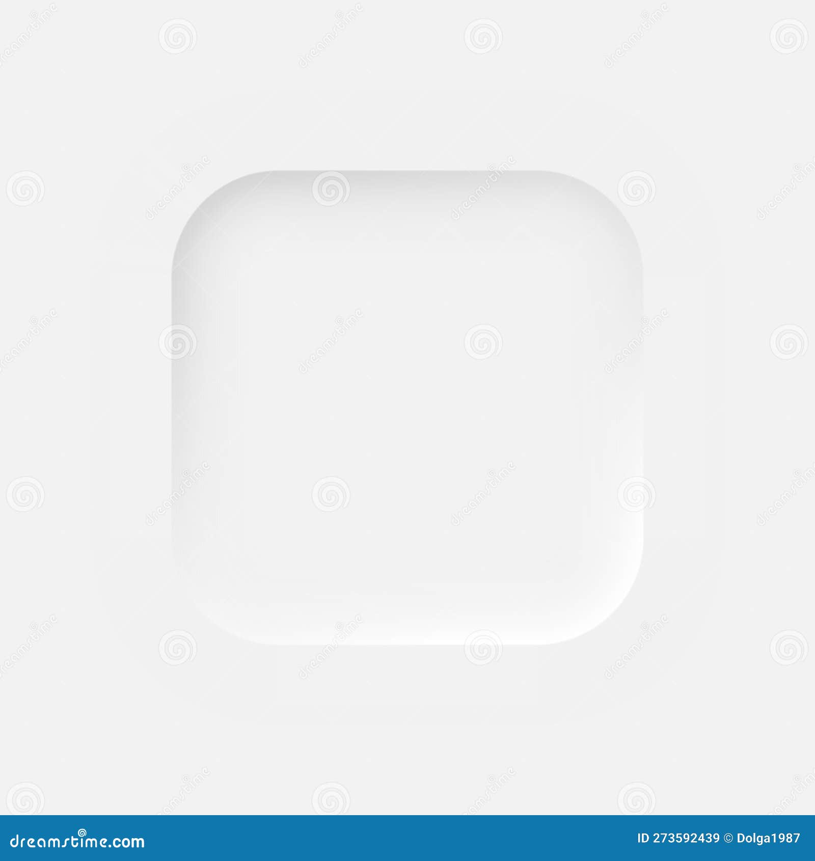 Square Depressed Button with Rounded Edges on a White Background. Stock ...