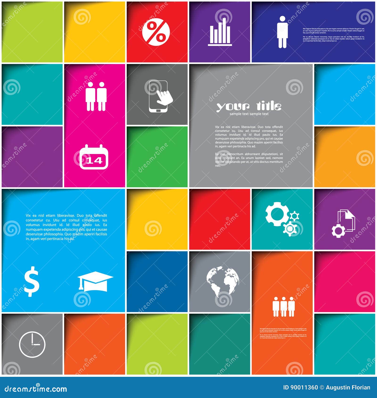 Square Design with Color Rectangles and Internet Icons Stock Vector ...