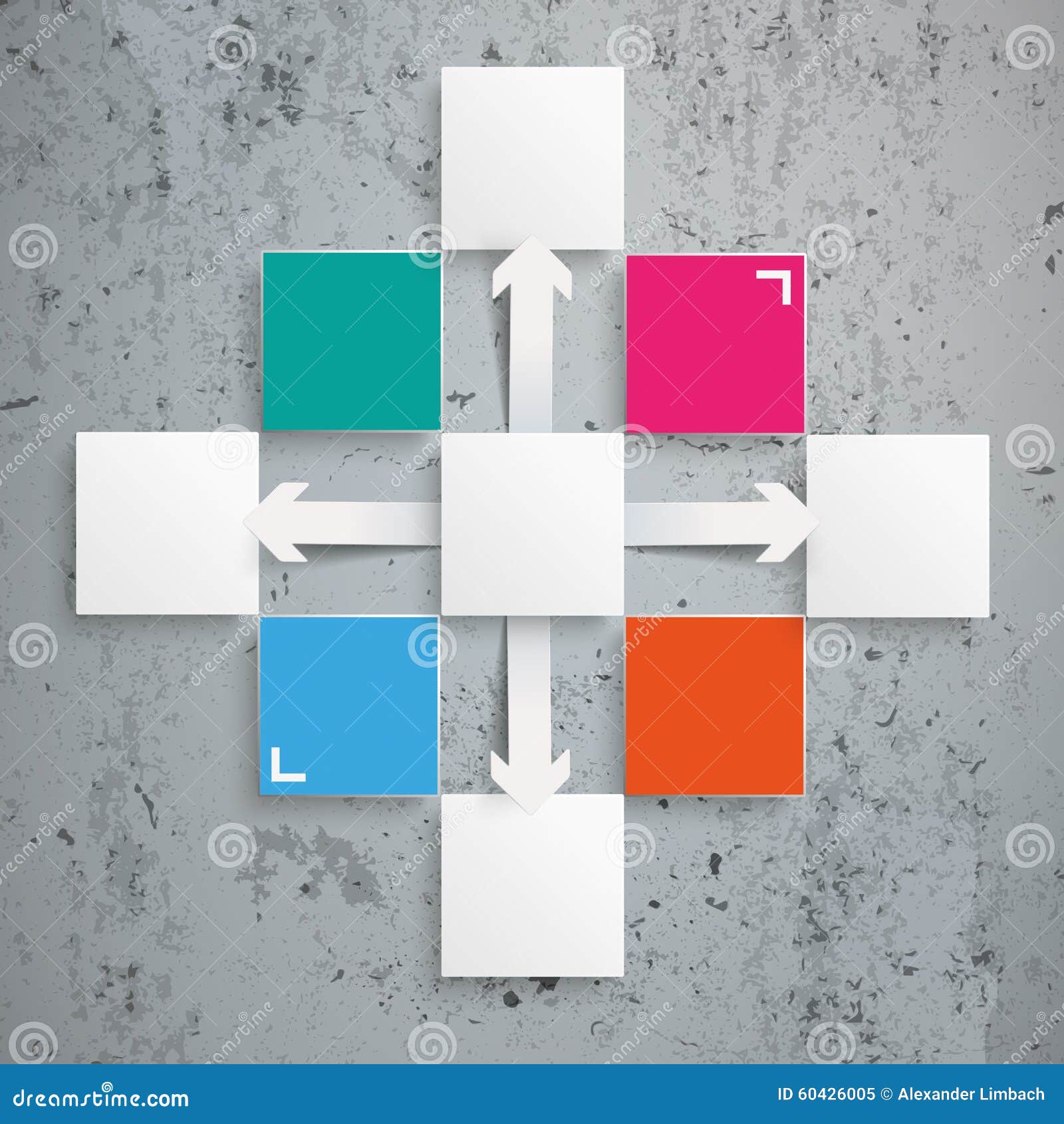 Square Design Cross Arrows Infographic Concrete Stock Illustration ...