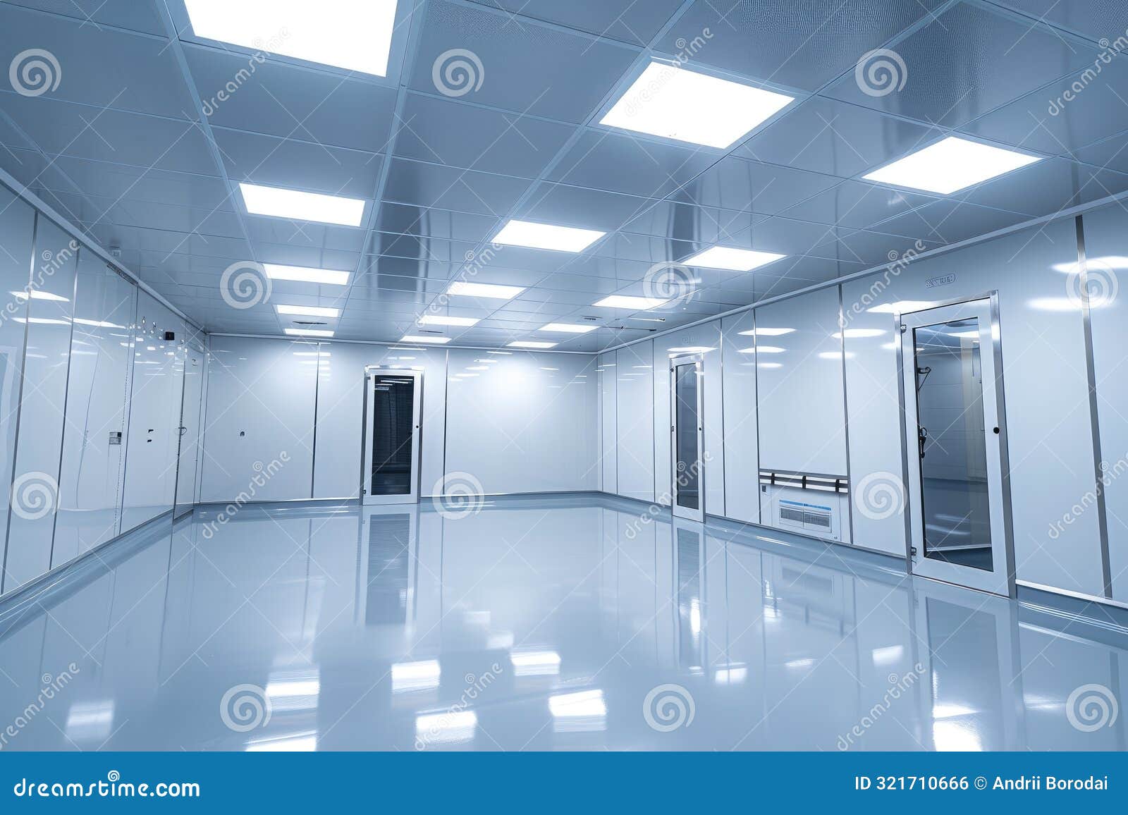 Square Design Elegance: Cleanroom Ceiling Perspective. Stock ...