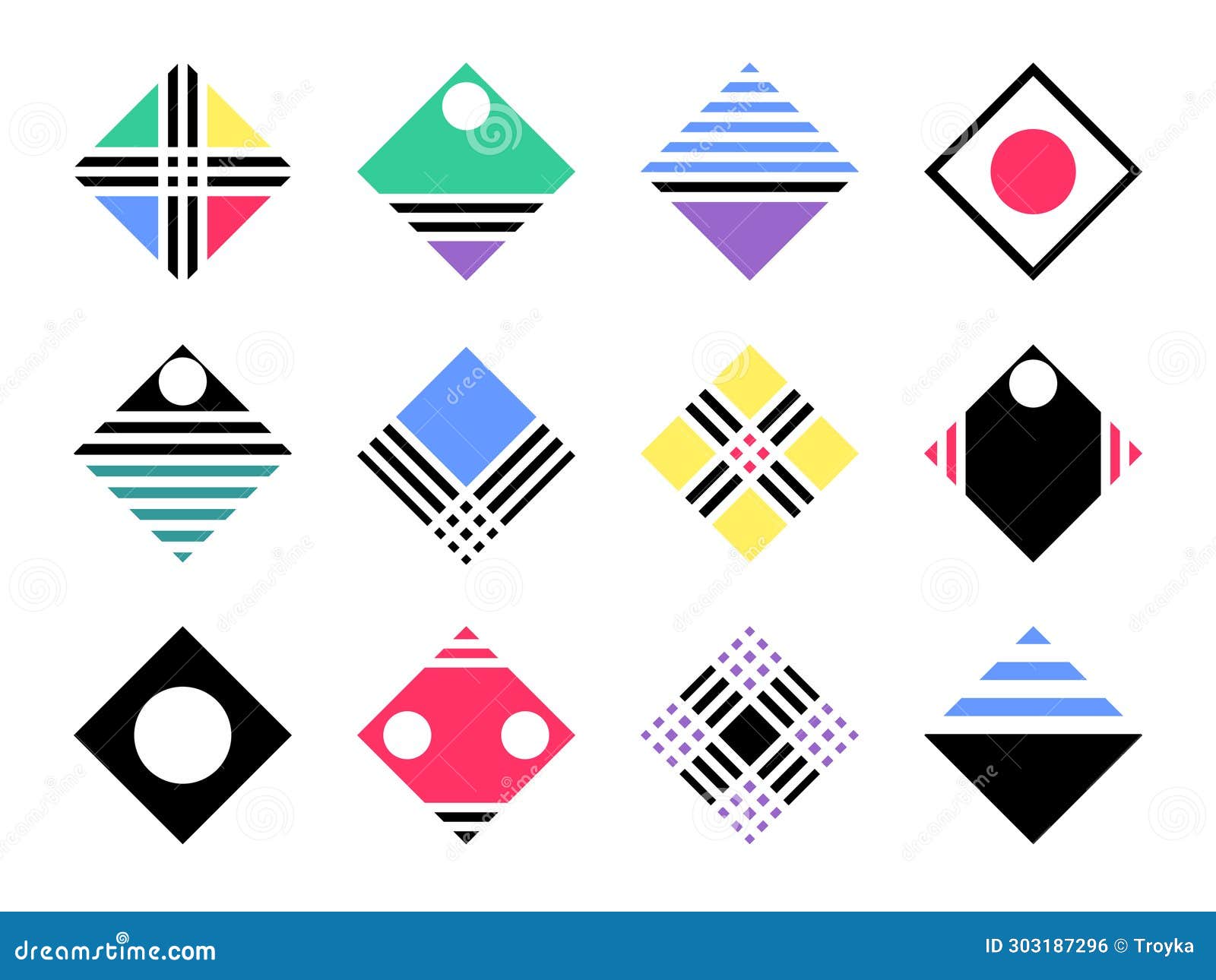 Square Design Elements. Abstract Geometric Icons Set Stock Illustration ...