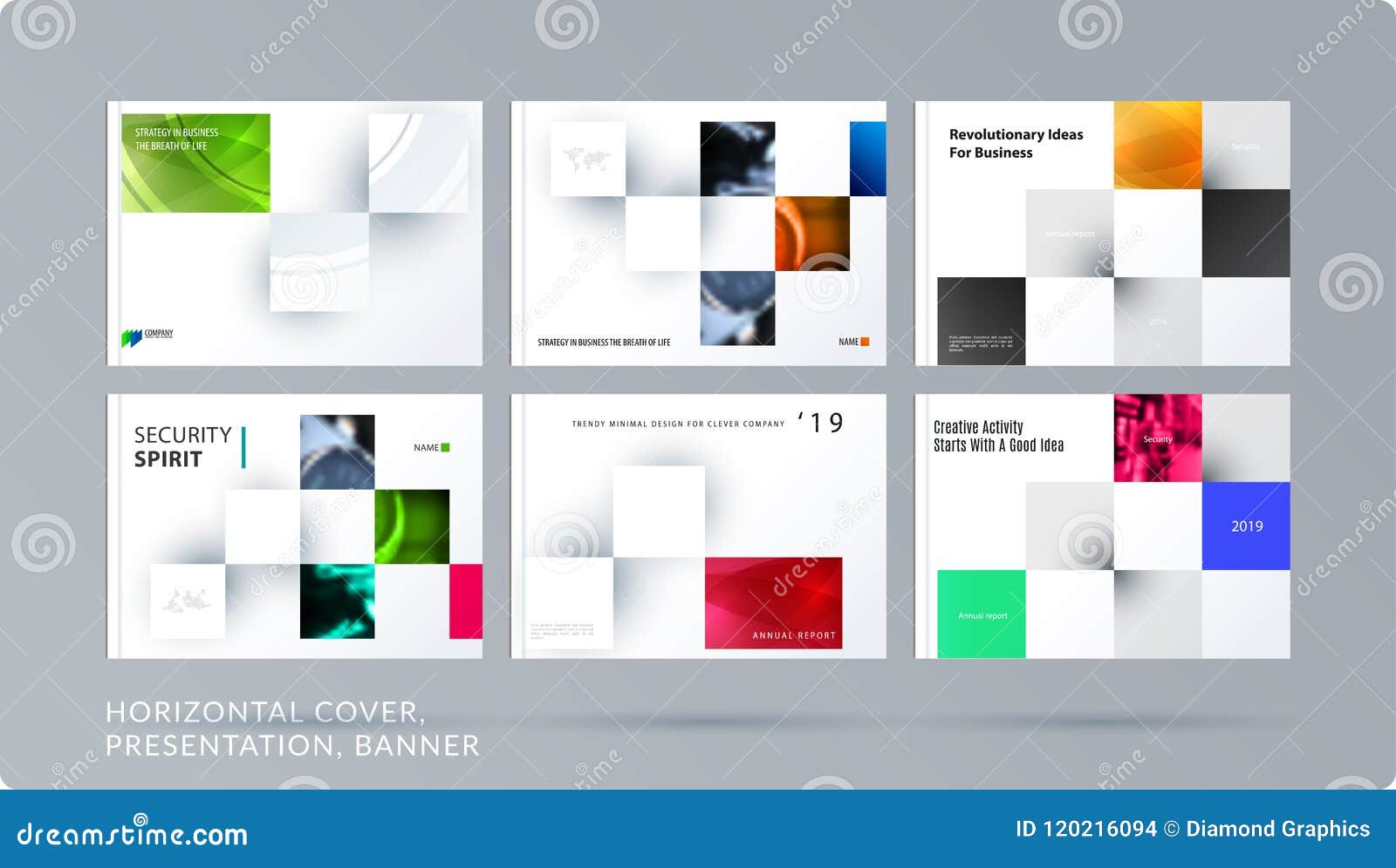 Square Design Presentation Template with Colourful Rectangles Shadows ...