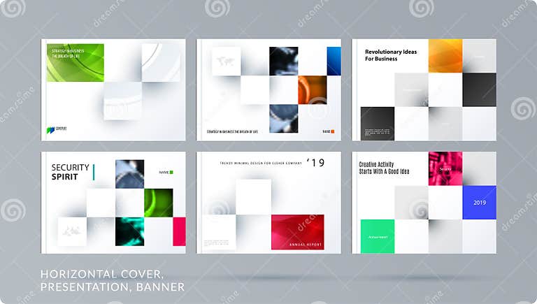 Square Design Presentation Template with Colourful Rectangles Shadows ...
