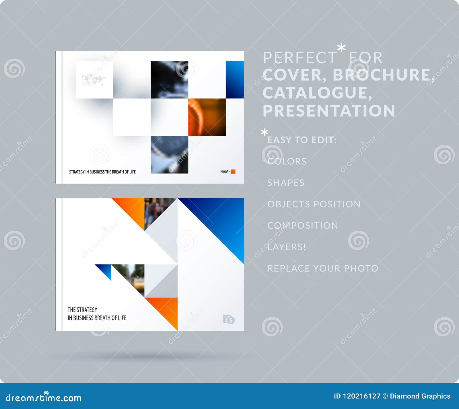 Square Design Presentation Template with Colourful Rectangles Shadows ...