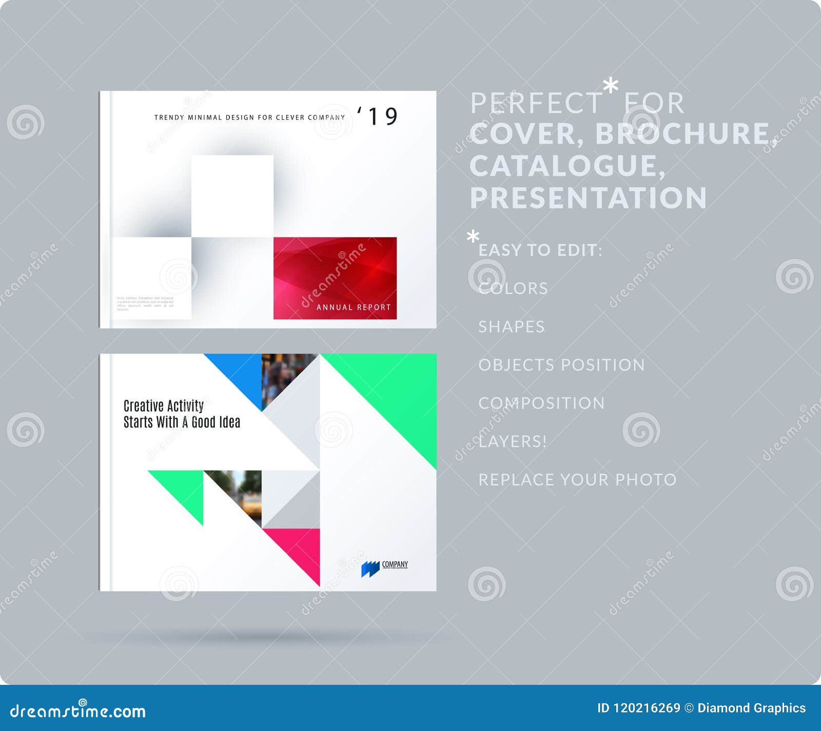 Square Design Presentation Template with Colourful Rectangles Shadows ...