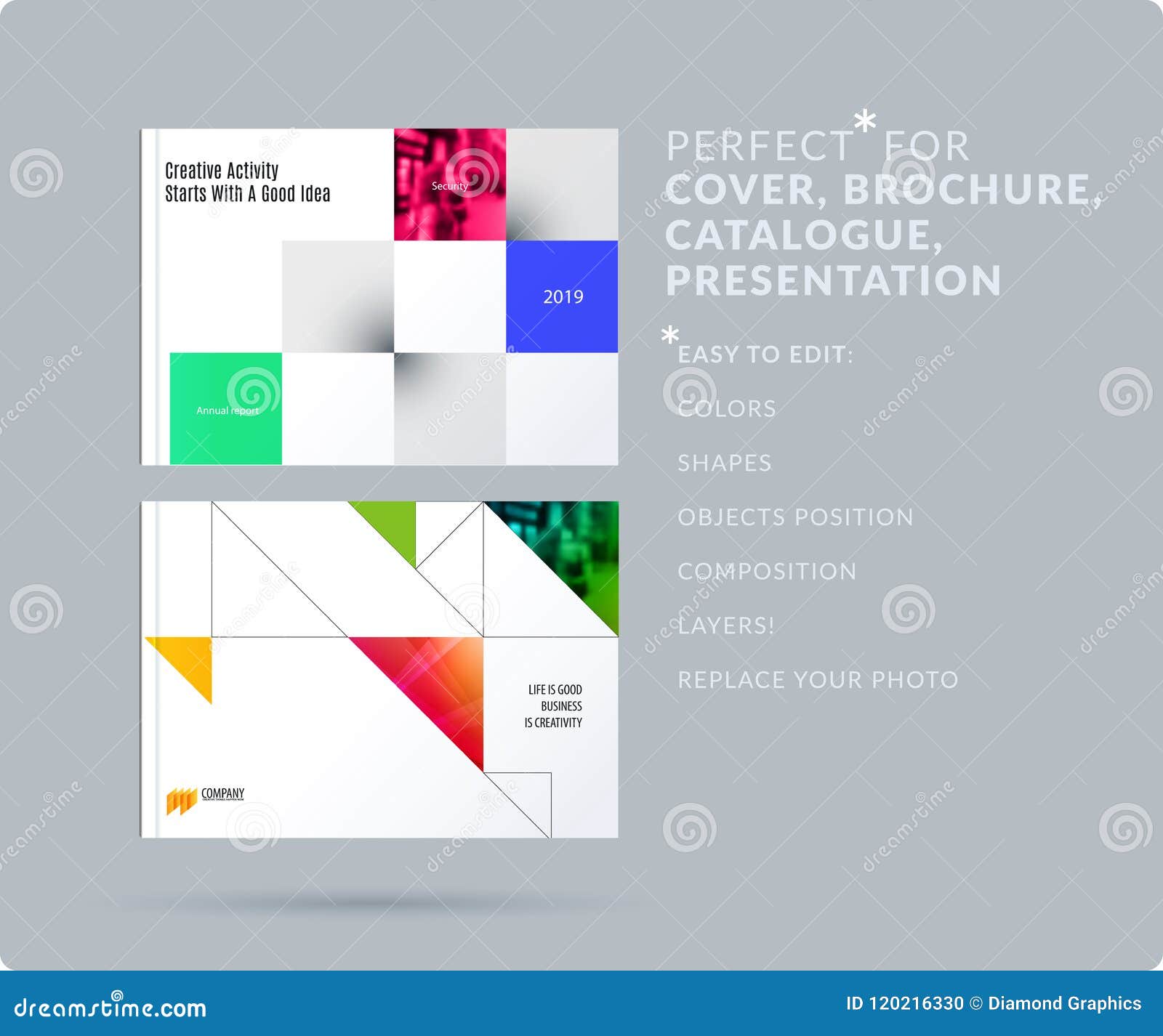 Square Design Presentation Template with Colourful Rectangles Shadows ...