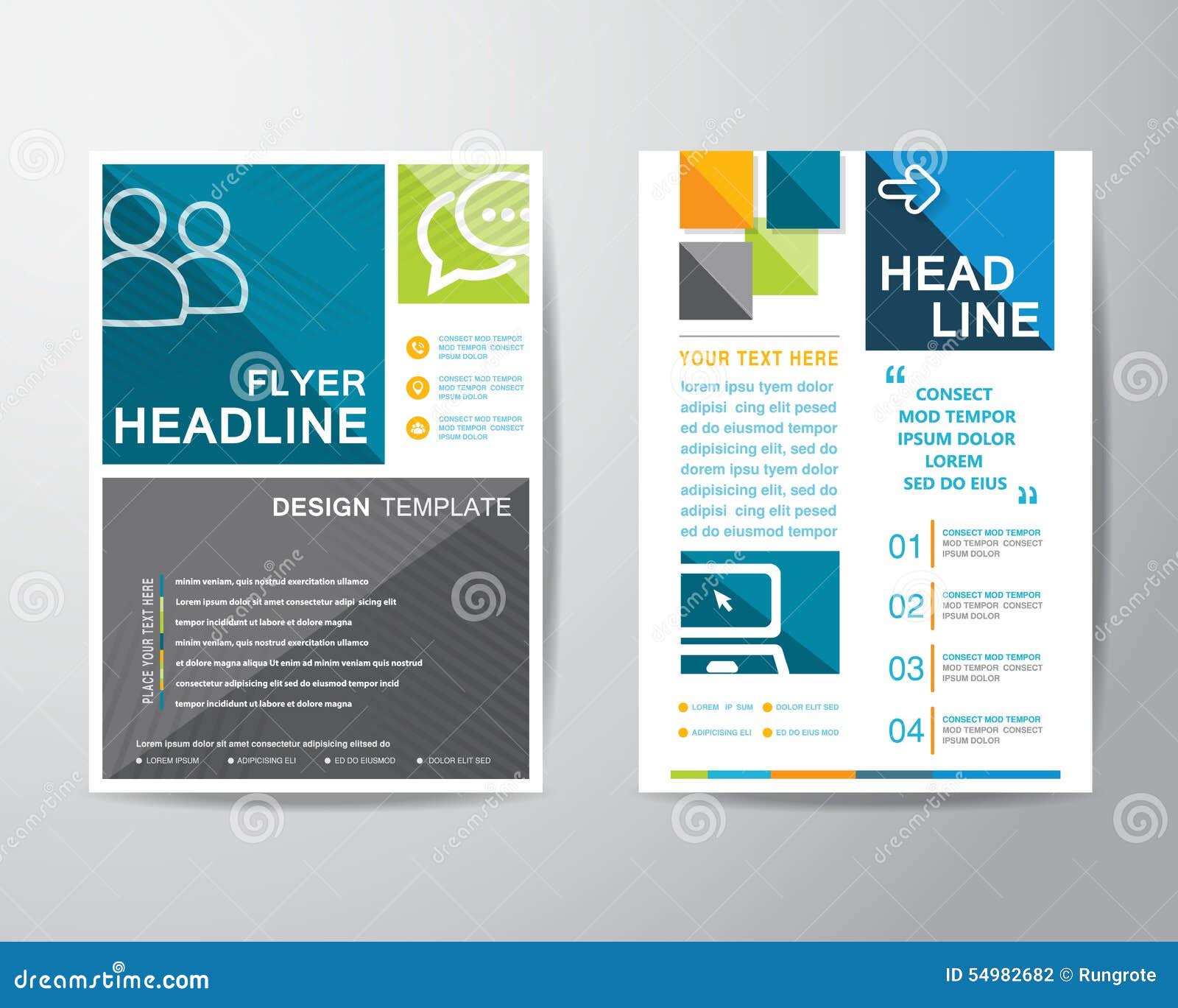 Square Design Template Layout for Brochure Flyer in A4 Size, Vector ...