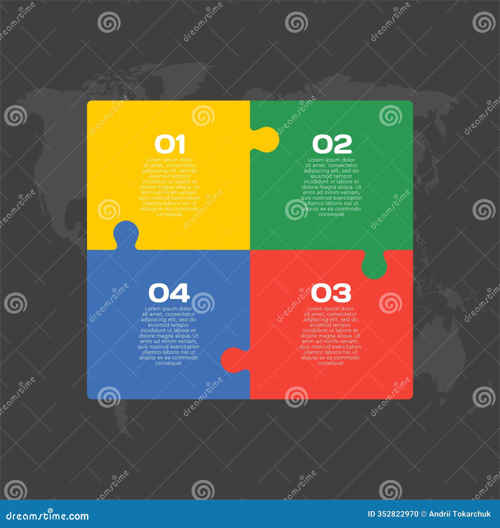 Square Diagram Infographic in 4 Steps or Options Stock Illustration ...