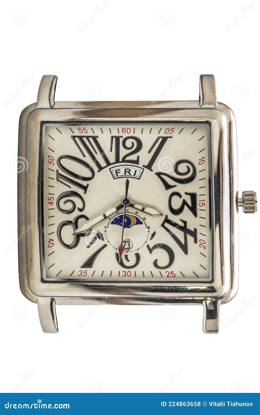 Square dial wristwatch stock photo. Image of adornment - 224863658
