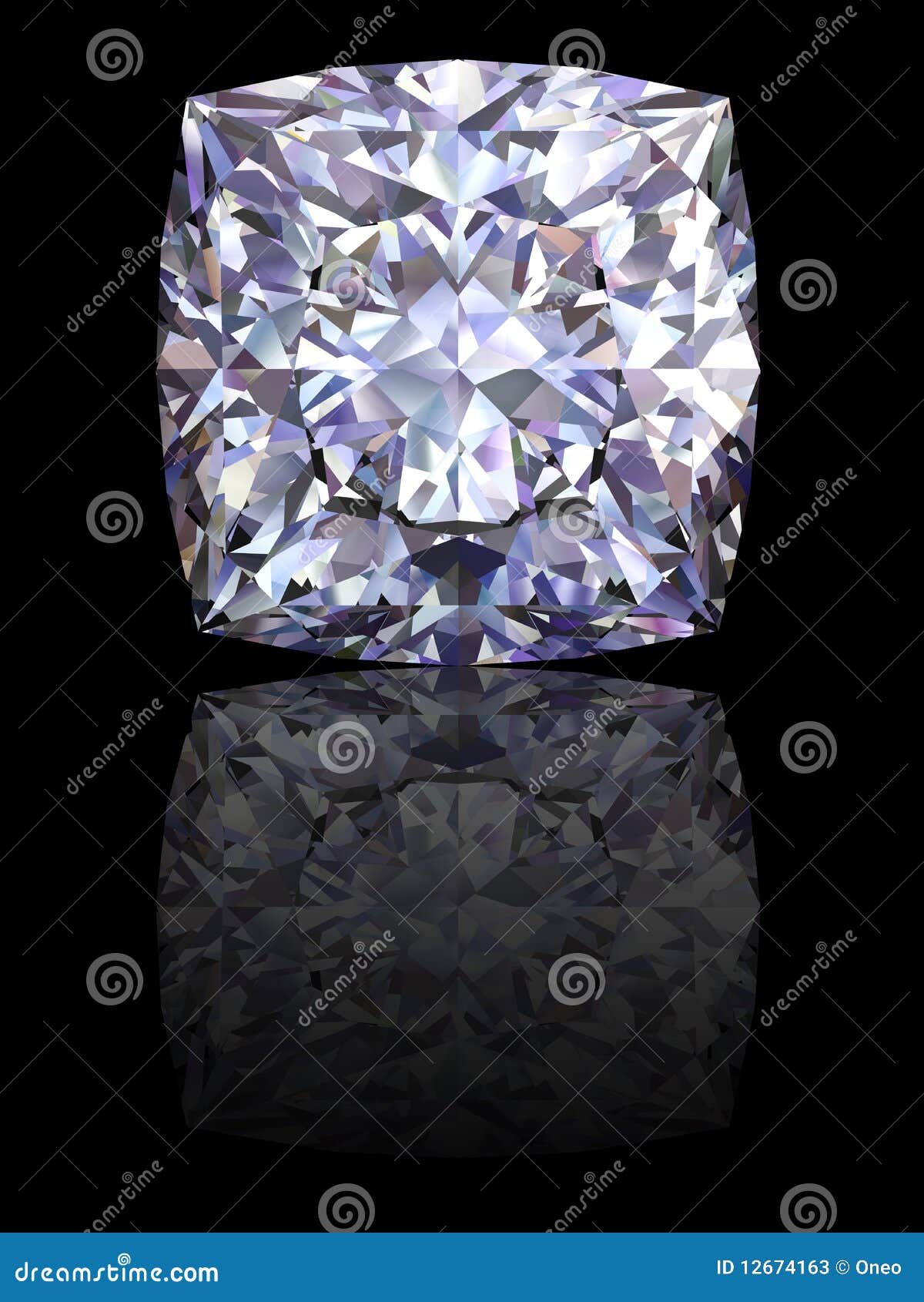 Square Diamond on Glossy Black Background Stock Image - Image of jewels ...