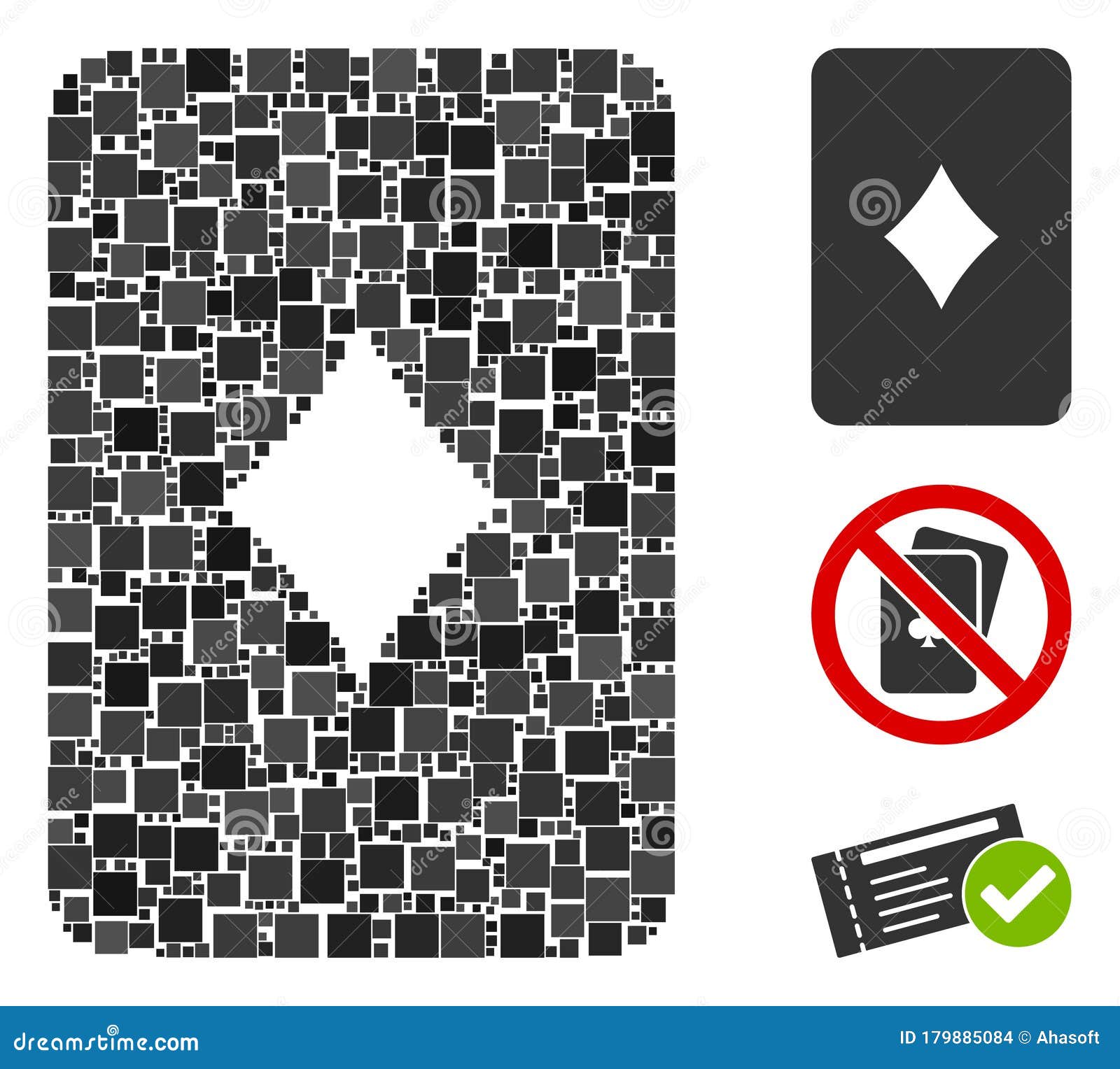 Square Diamonds Playing Card Icon Vector Collage Stock Illustration ...