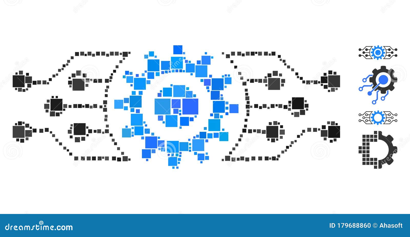 Square Digital Cog Icon Vector Collage Stock Vector - Illustration of ...