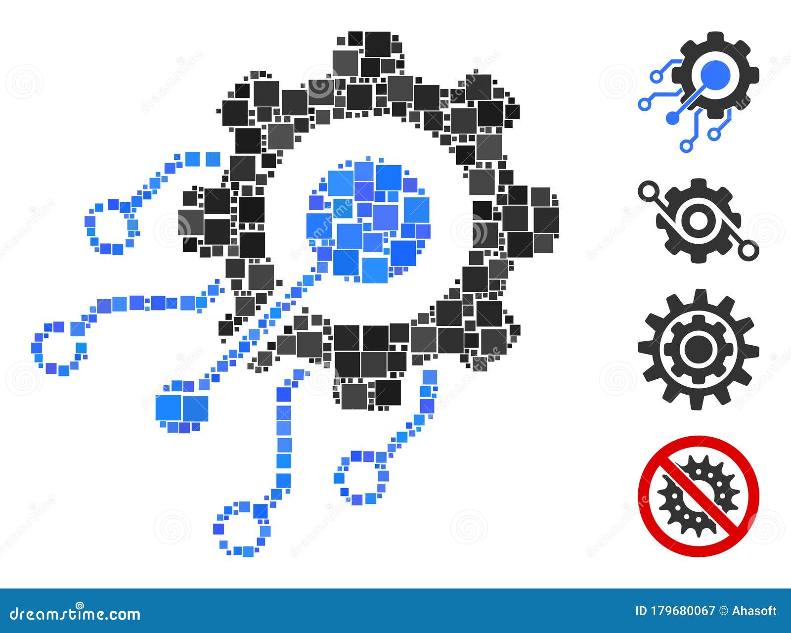 Square Digital Integration Gear Icon Vector Mosaic Stock Vector ...