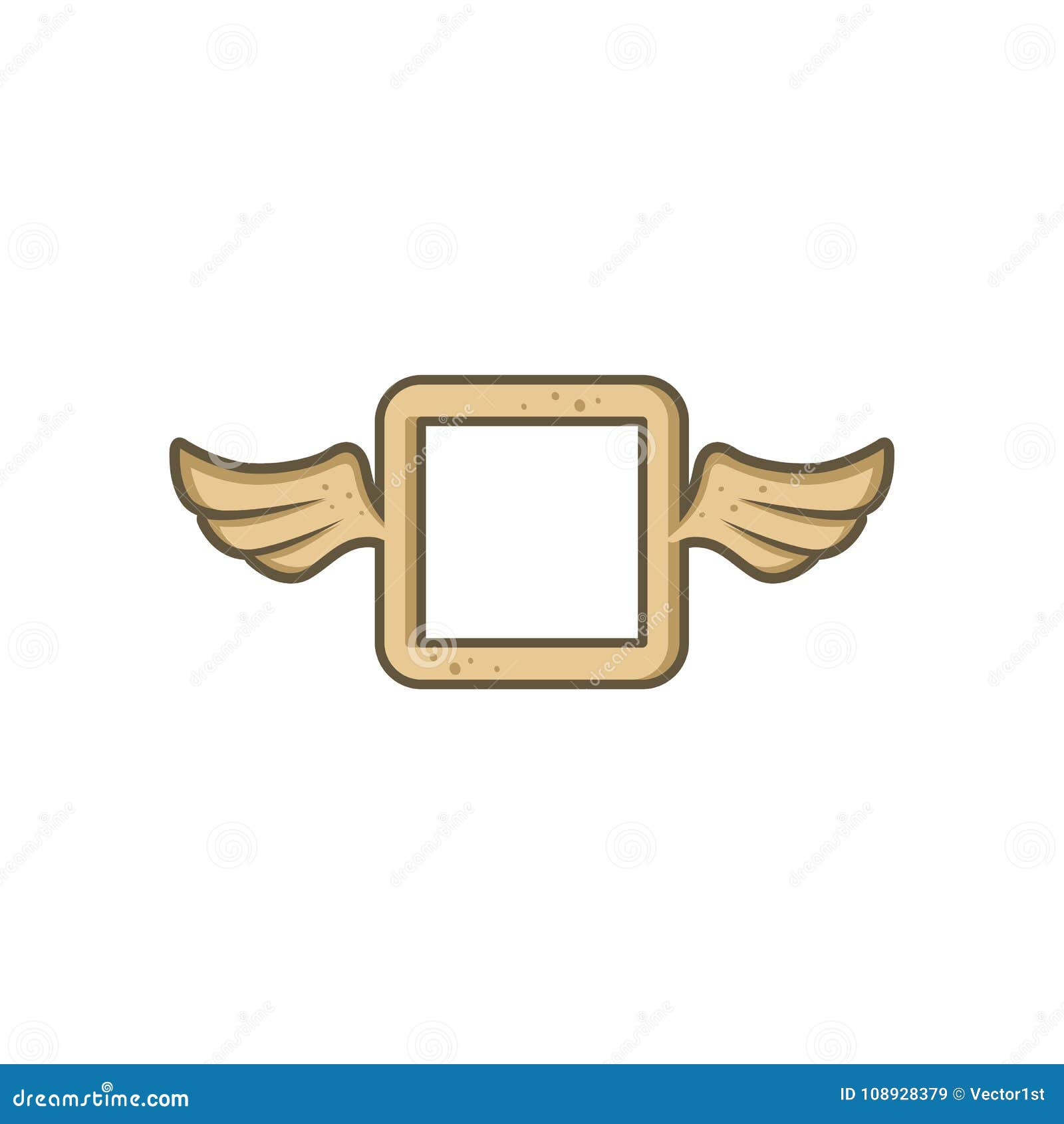 Square Dimension Shape with Angel Bird Wing Stock Vector - Illustration ...