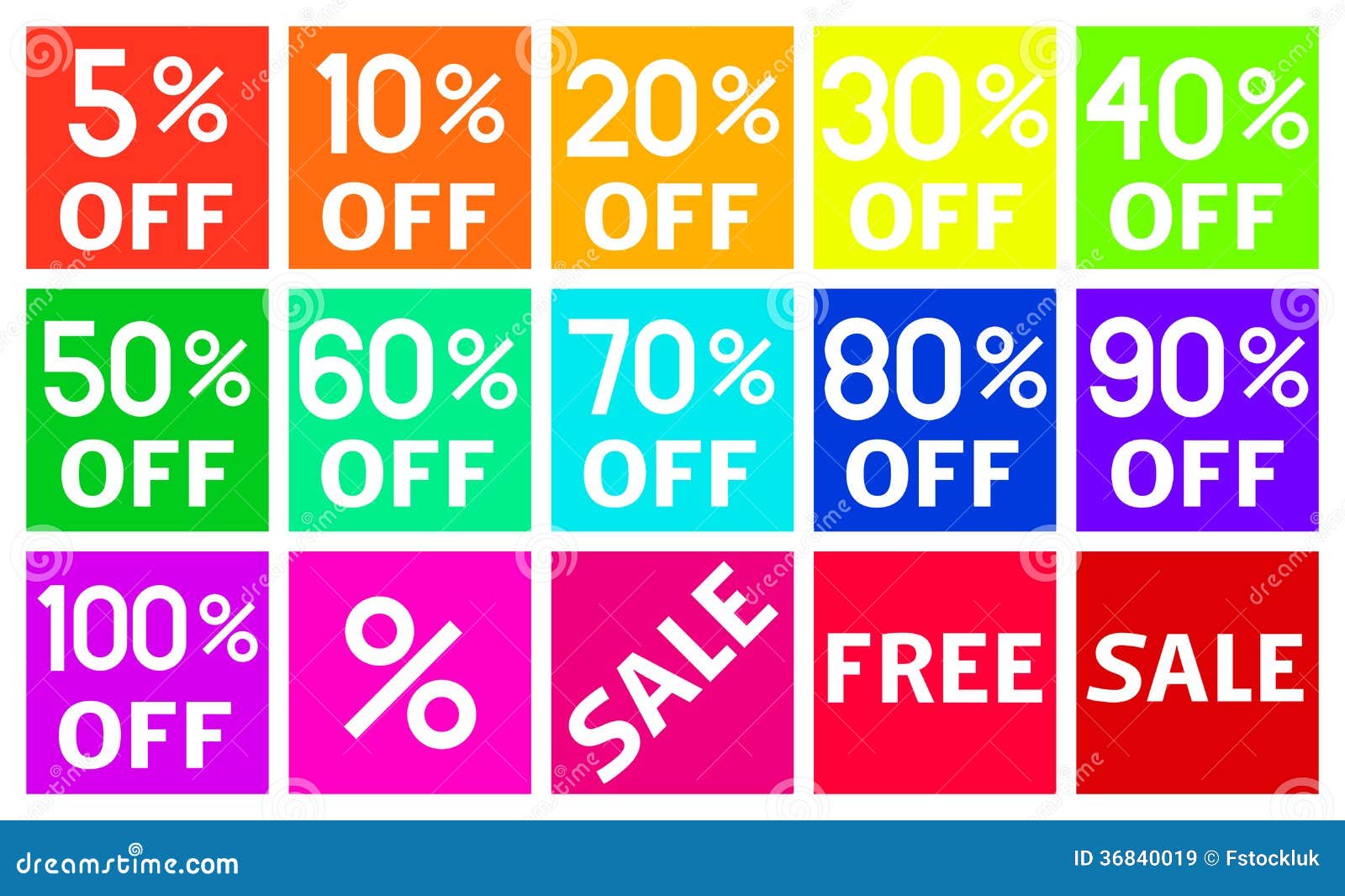Square Discount Icons in Flat Design Stock Vector - Illustration of ...