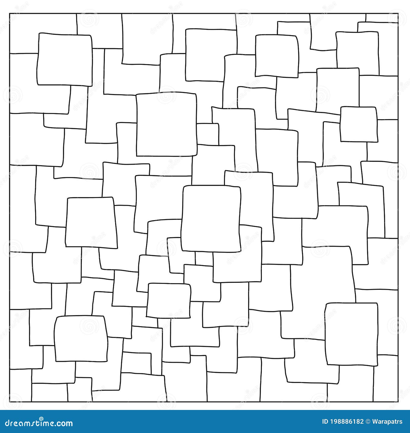 Square Doodle Black and White Pattern Background Stock Illustration ...