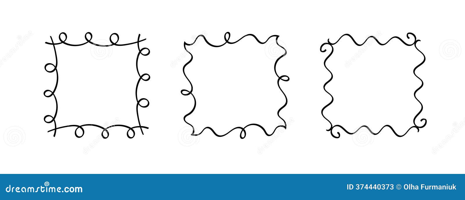 Square Doodle Frames ,hand-drawn Monograms.Edgings And Cadres With ...