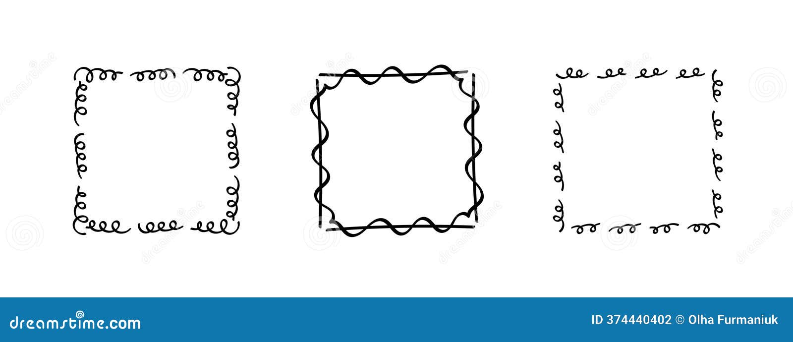 Square Doodle Frames ,hand-drawn Monograms.Edgings And Cadres With ...