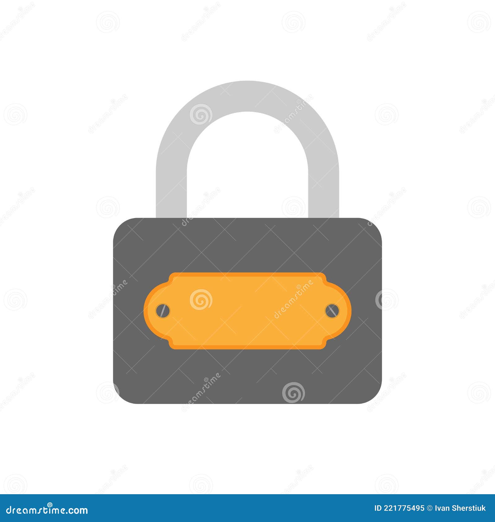 Square Door Lock. Modern Castle Isolated On White Background. Vector ...