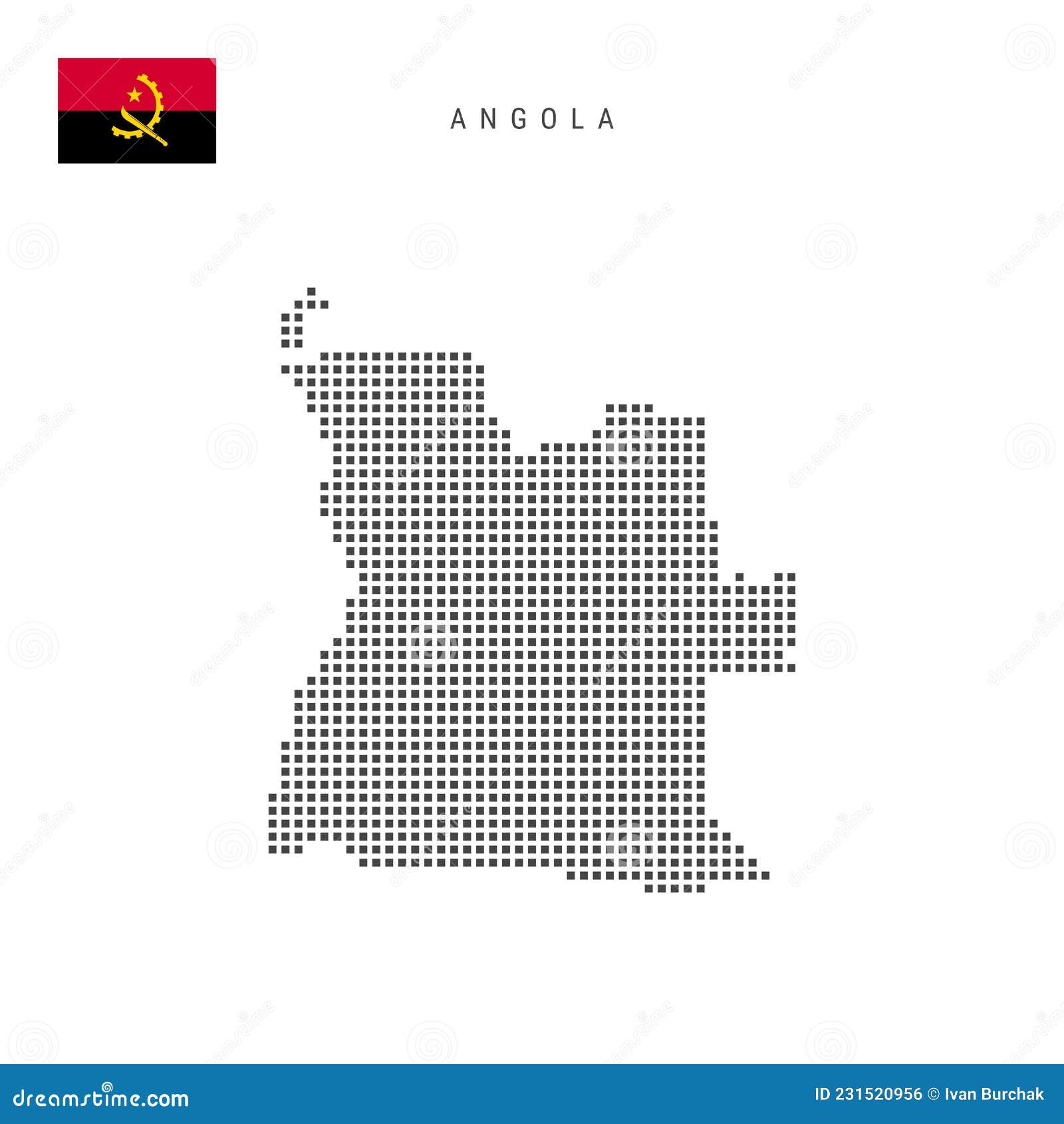 Pixelated Map Of Angola With National Flag Cartoon Vector ...