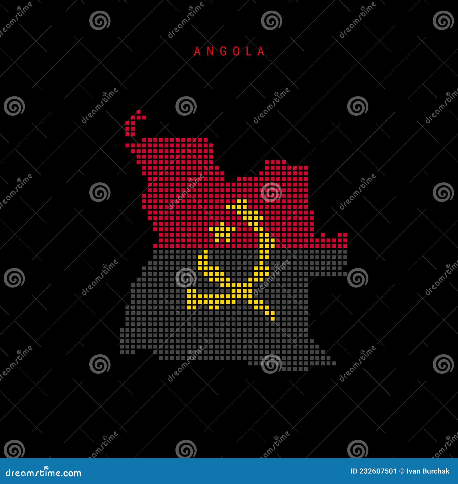 Pixelated Map Of Angola With National Flag Cartoon Vector ...