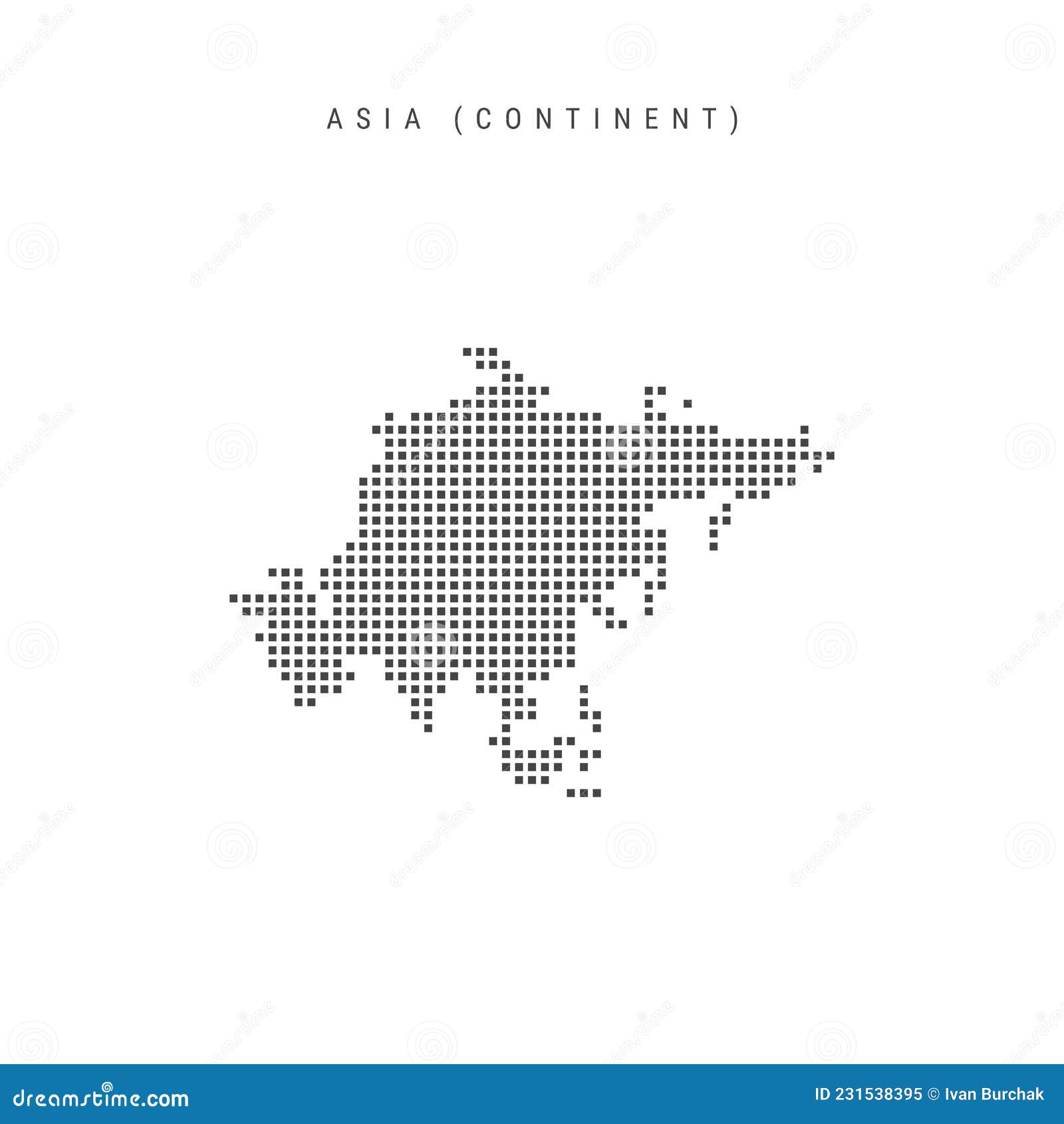 3d Pixel Asia Map White Background. Digital Dots In The Form Global ...