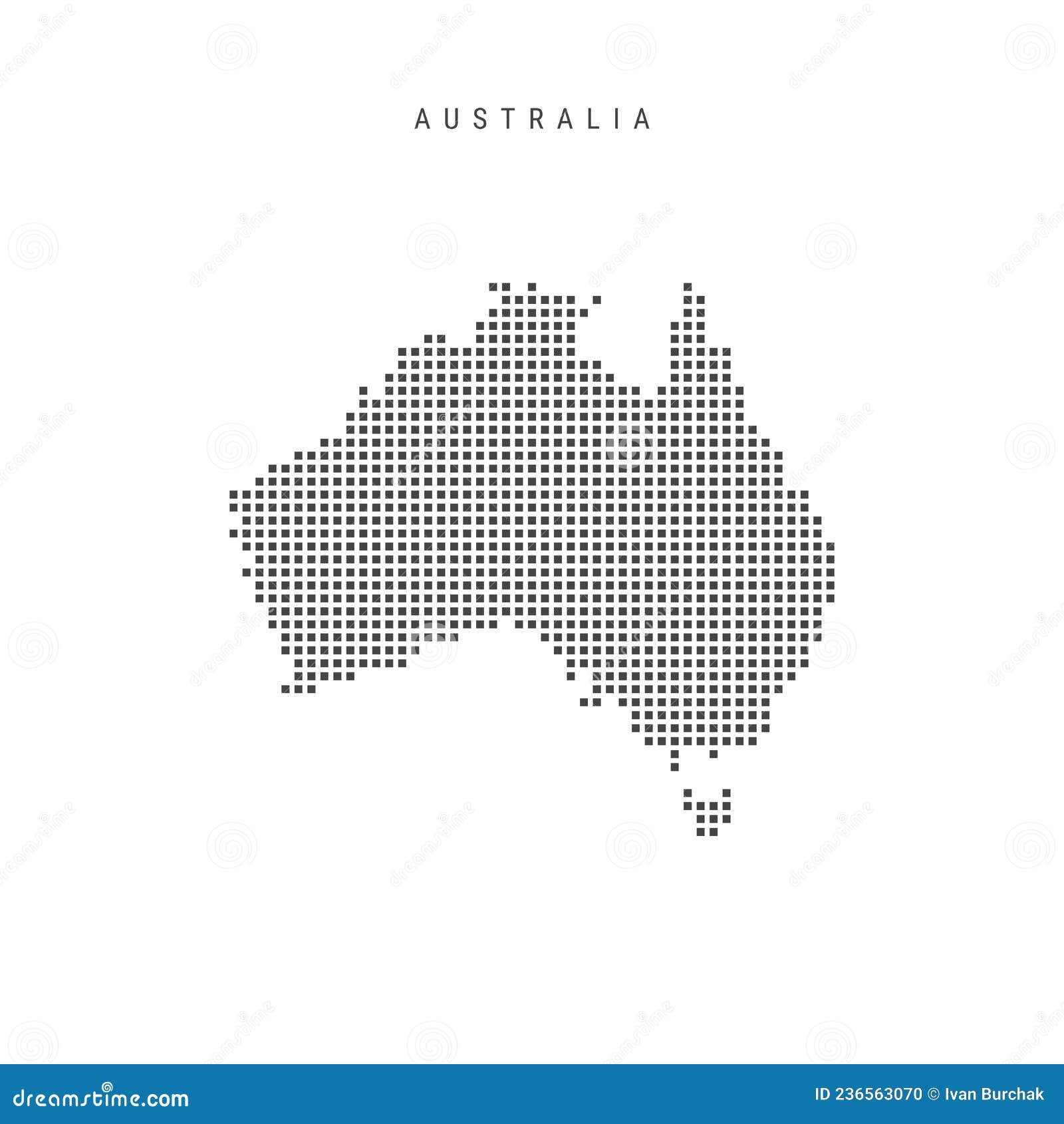 Pixel Map Of Australia. Vector Dotted Map Of Australia Isolated On ...