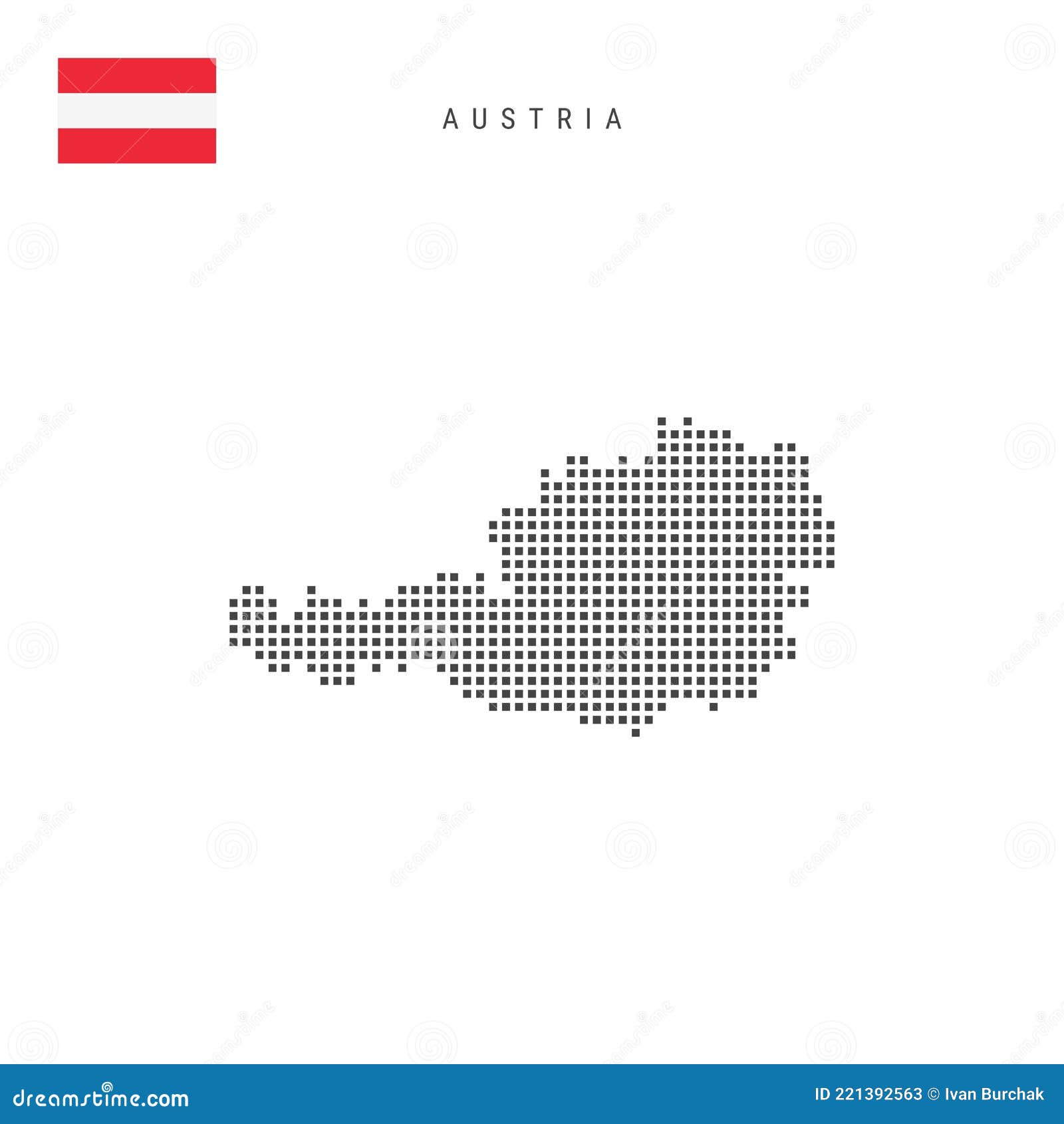 Square Dots Pattern Map of Austria. Austrian Dotted Pixel Map with Flag ...