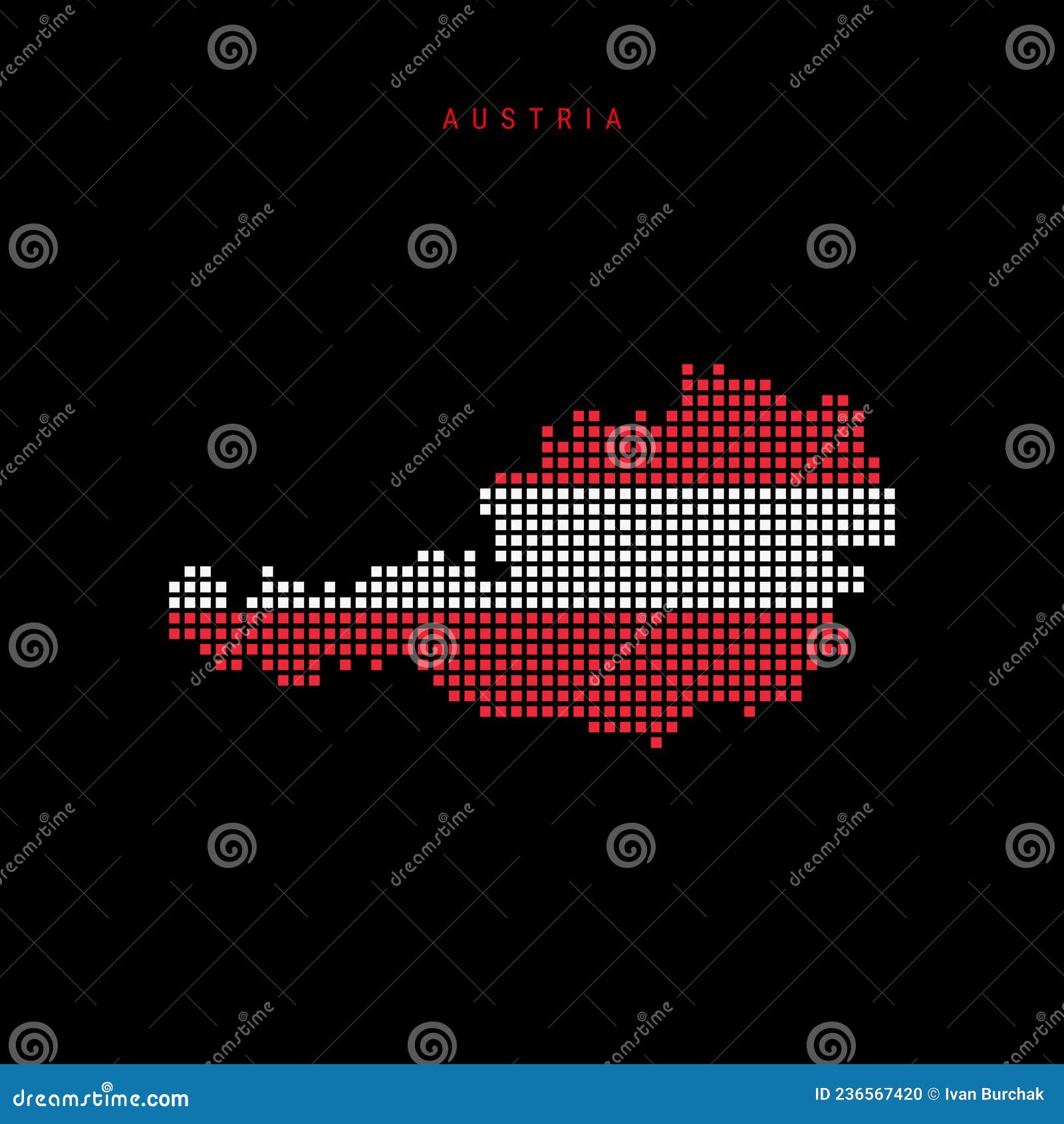 Pixelated Map Of Austria With National Flag Cartoon Vector ...