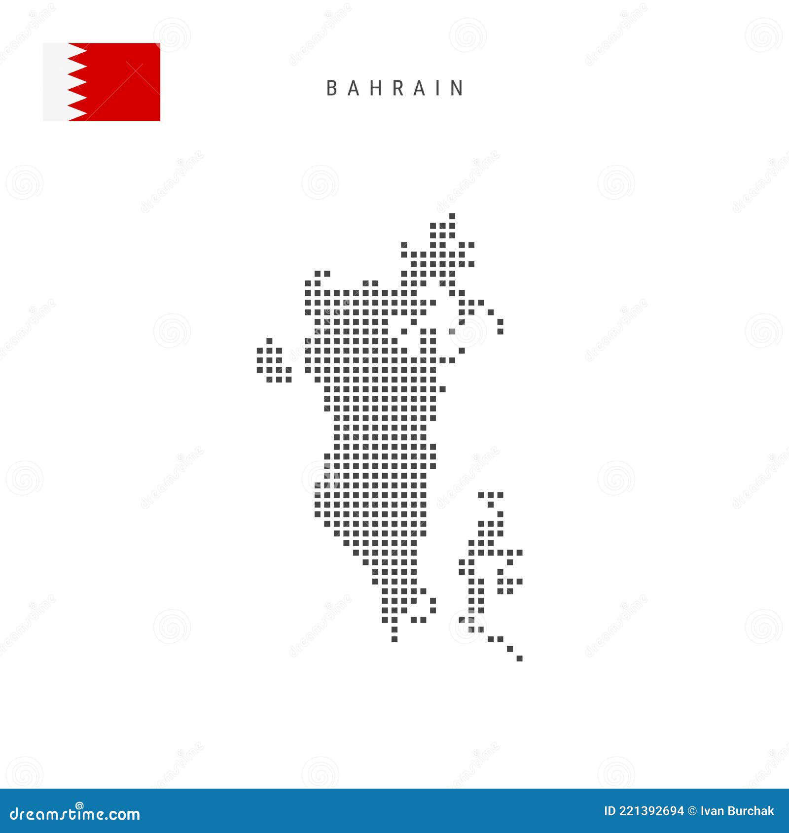 Pixel Map Of Bahrain. Vector Dotted Map Of Bahrain Isolated On White ...