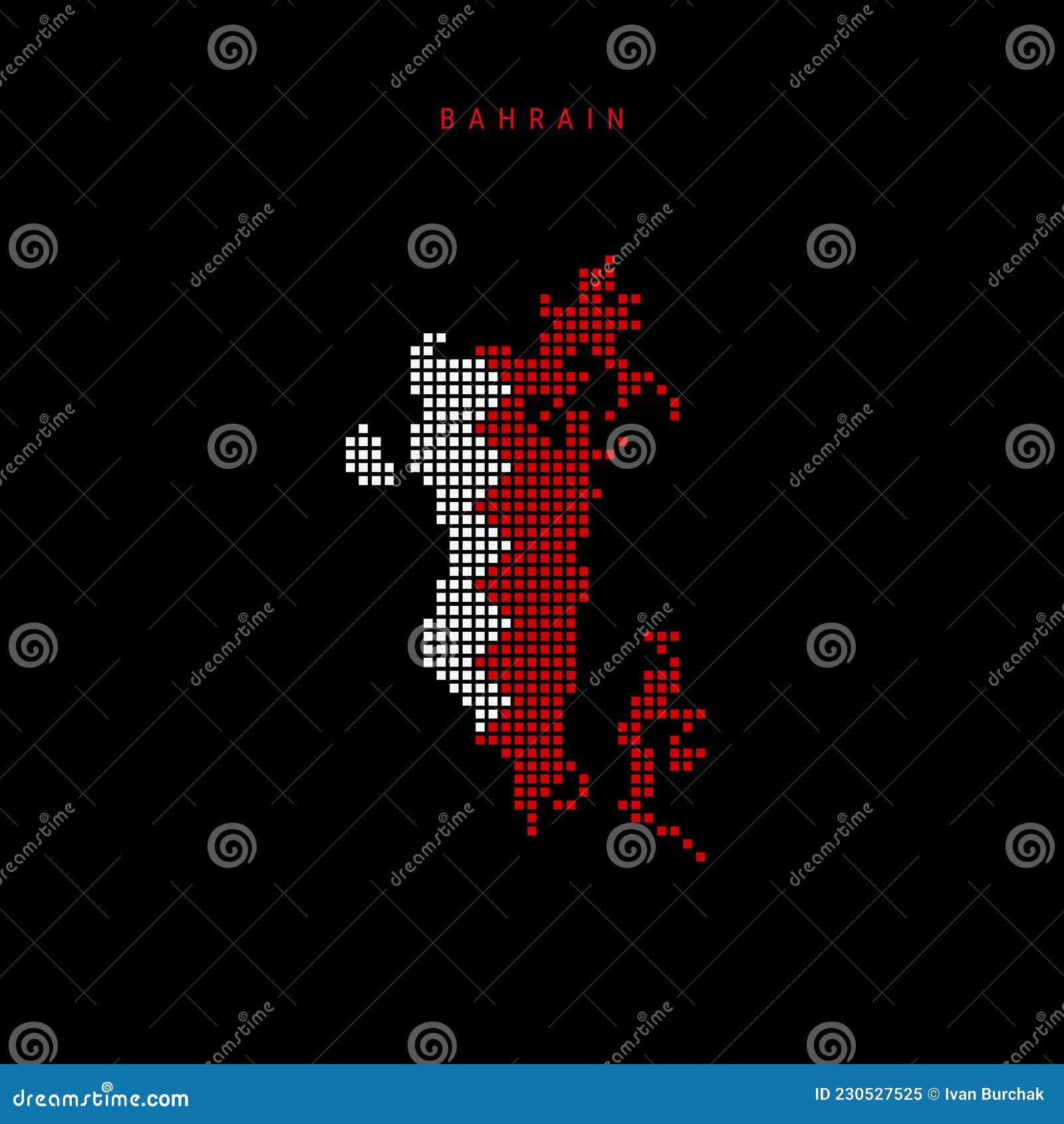 Pixel Map Of Bahrain. Vector Dotted Map Of Bahrain Isolated On White ...